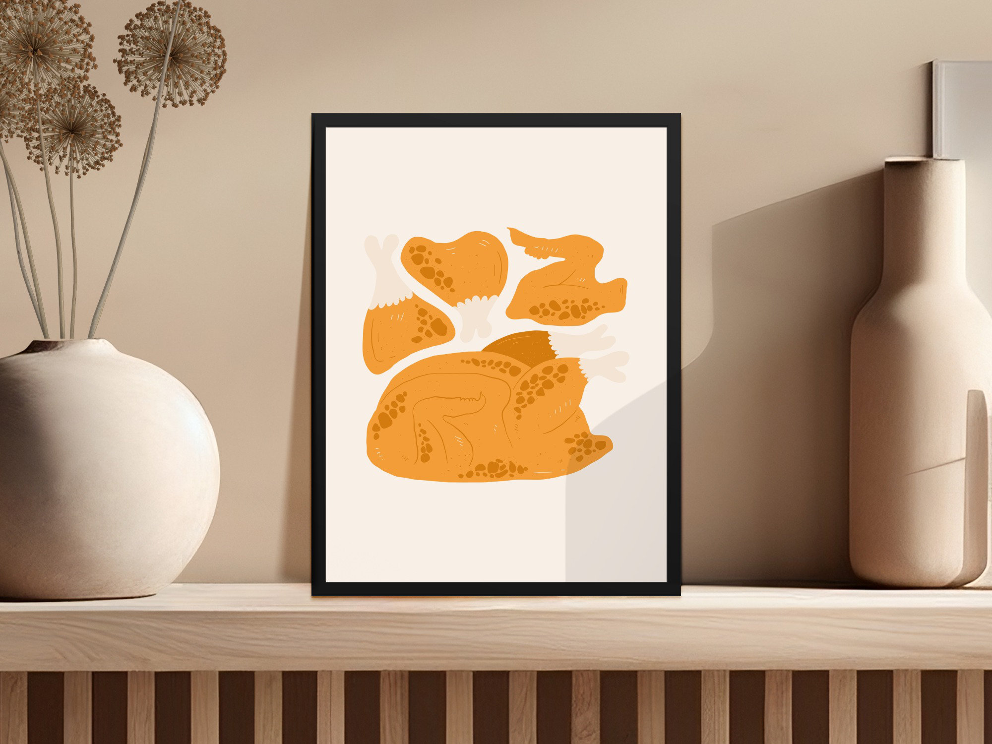Ivy Bronx Deconstructed Thanksgiving Dinner Illustration Black Frame ...
