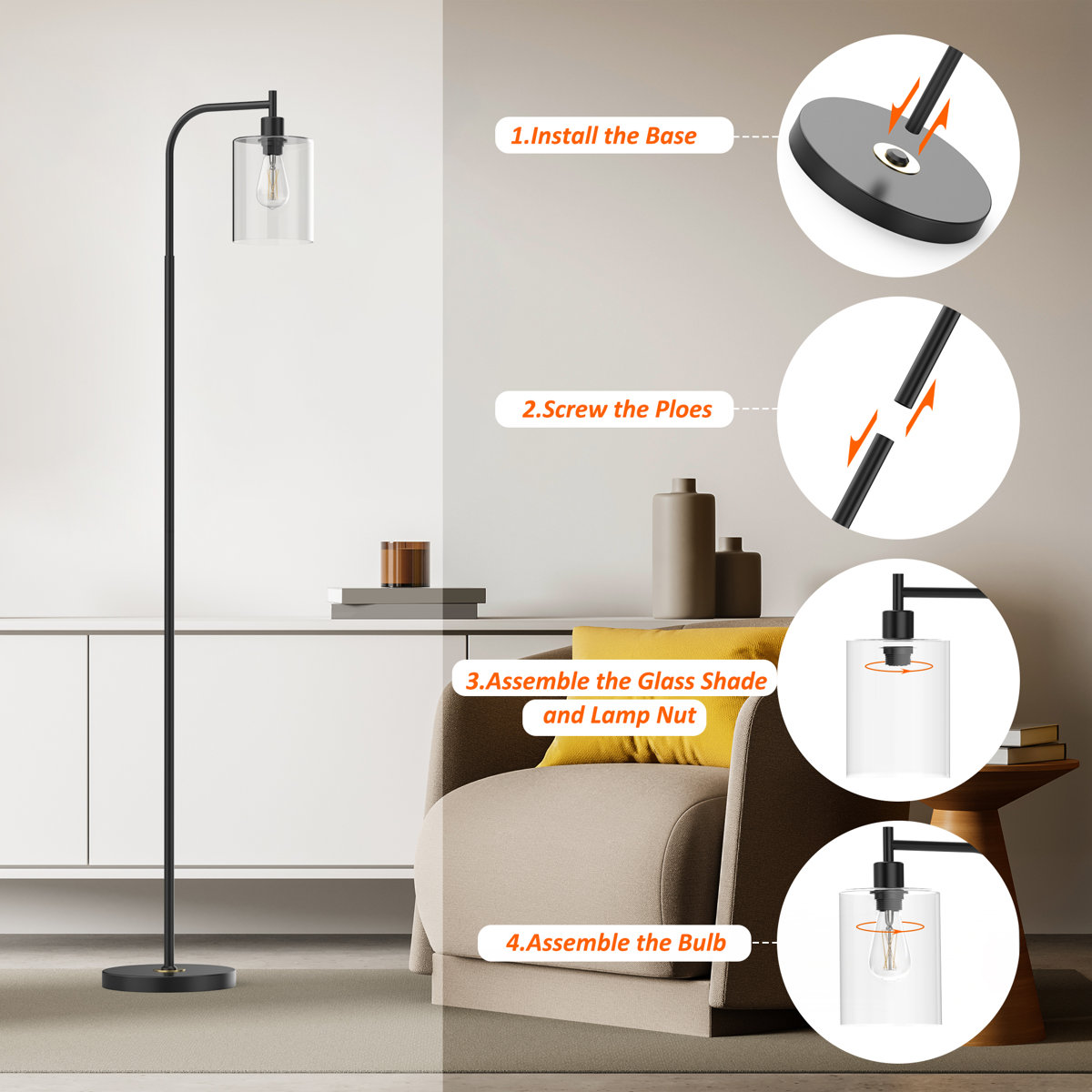 Wrought Studio™ Demerrick 66.1" Arched Floor Lamp with Two LED Bulbs ...