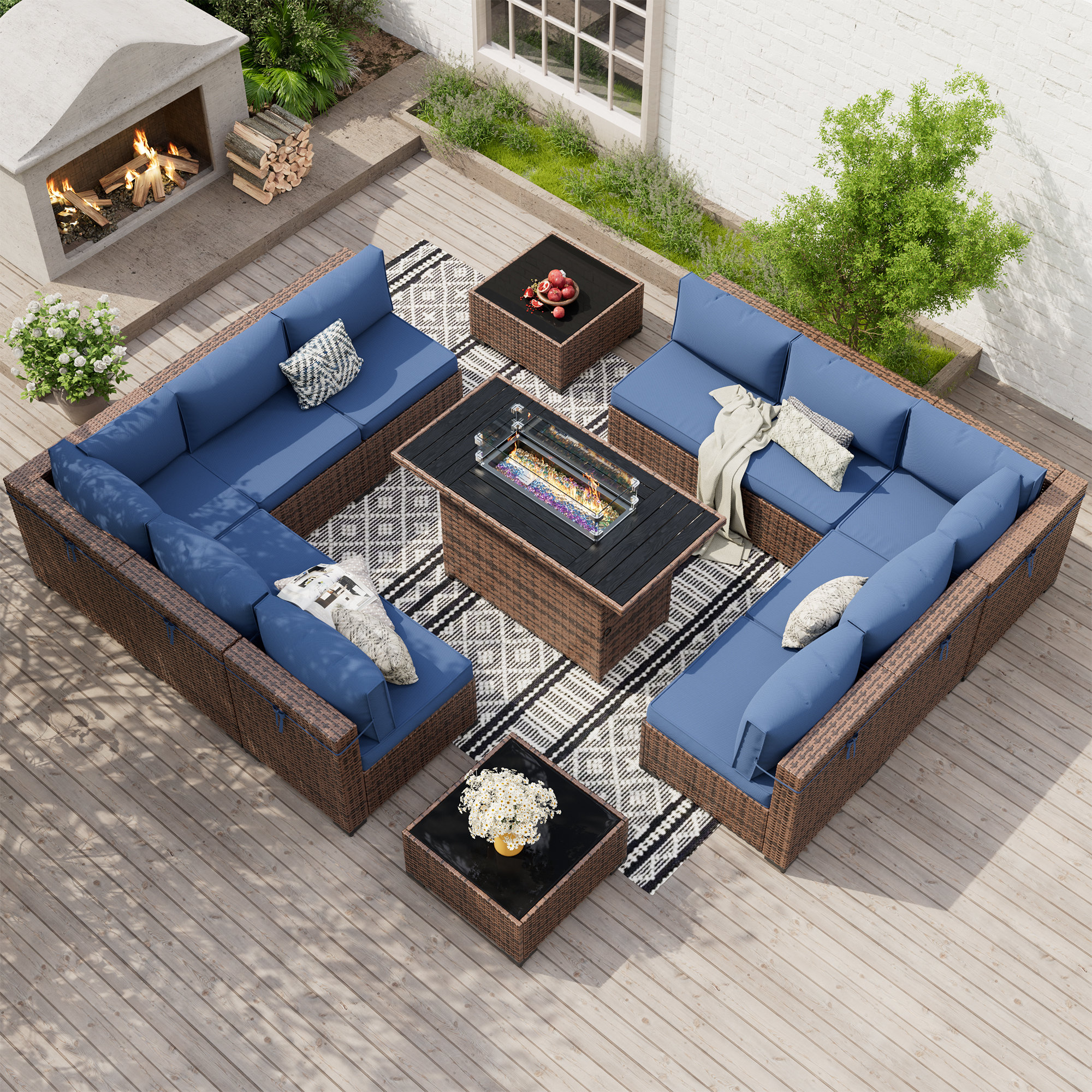 Latitude Run® Treyshun 10 - Person Outdoor Seating Group with Fire Pit ...