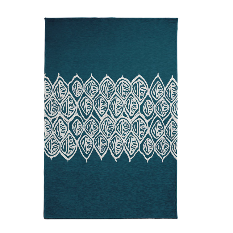 Dakota Fields Geometric Teal Area Rug | Wayfair