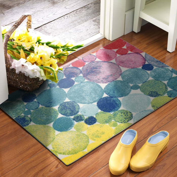 DECOMALL SUNSHINE Multicolored Bubbles Design Performance Outdoor Rugs ...