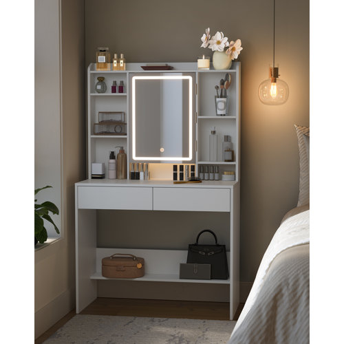 Metro Lane Seraphina Dressing Table with Mirror & Reviews | Wayfair.co.uk