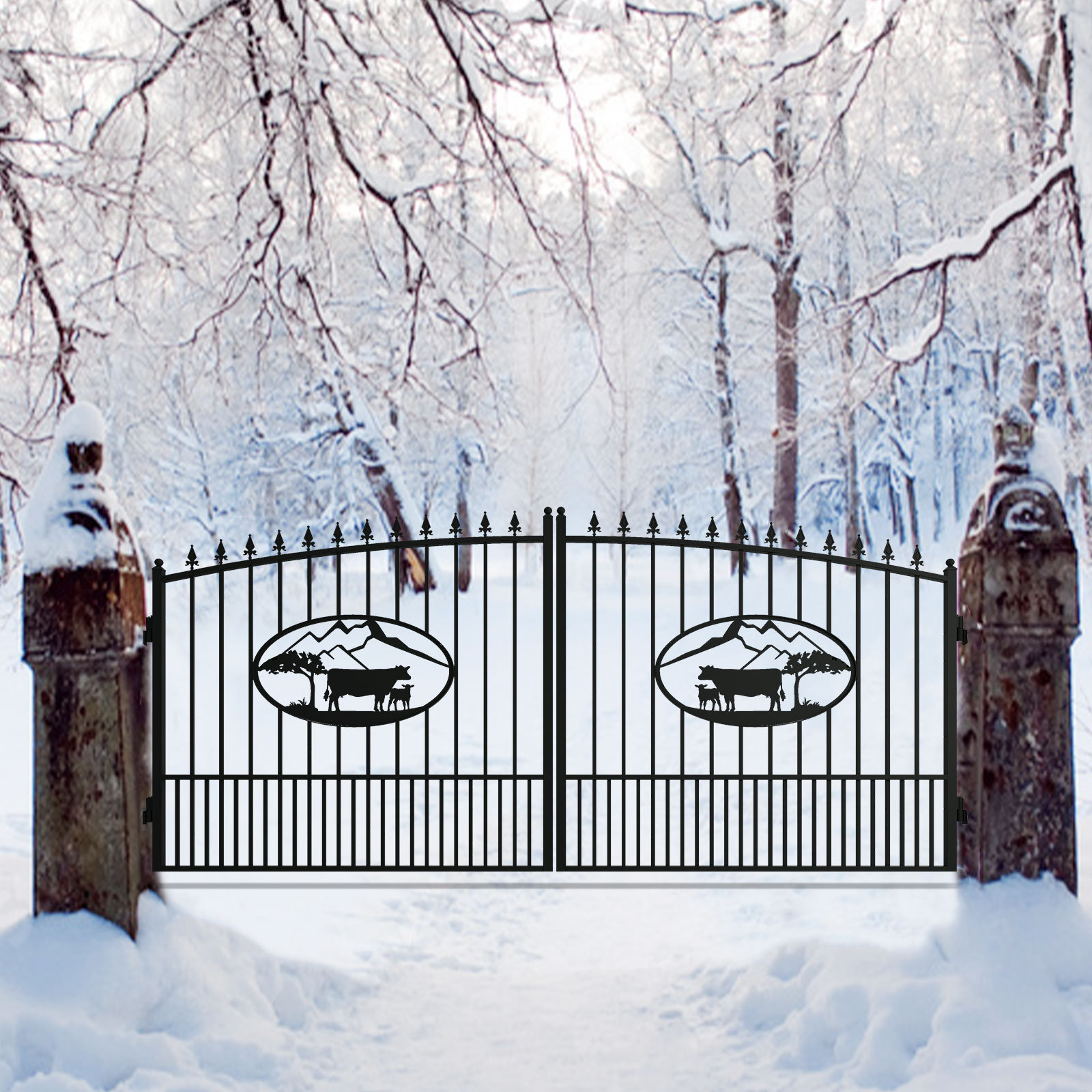 CHERY INDUSTRIAL.COM 14FT Iron Dual Swing Driveway Gate - Ox Design ...