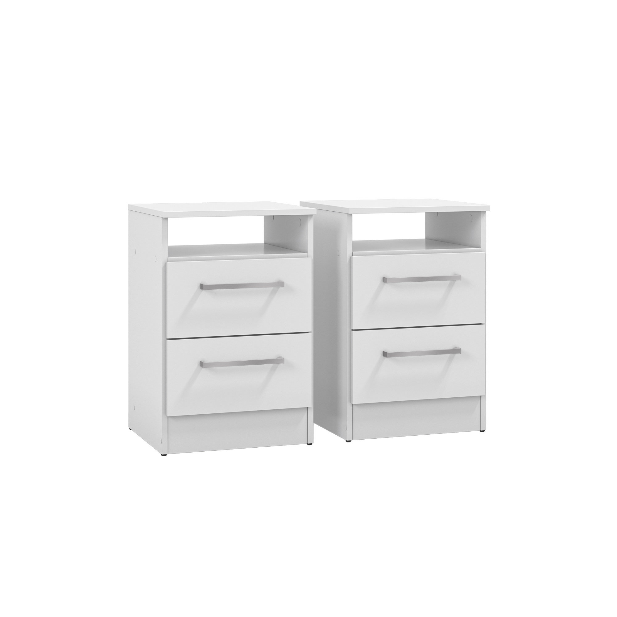 Latitude Run® Miami Set of 2 Modern 2-Drawer Nightstands with Open ...