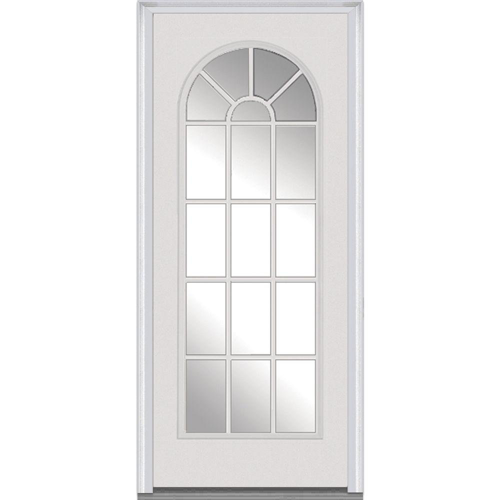 MMI DOOR Smooth Full Lite Round Top Fiberglass Prehung Front Entry ...