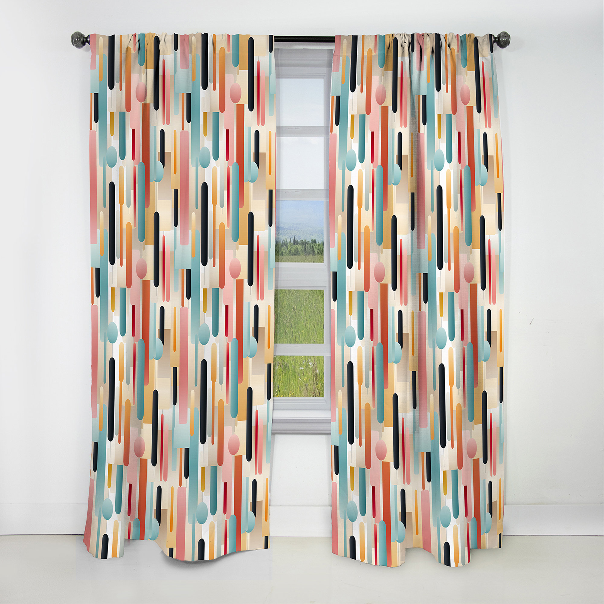 East Urban Home Keana - Abstract Geometric Blackout Curtain - 1 Panels ...