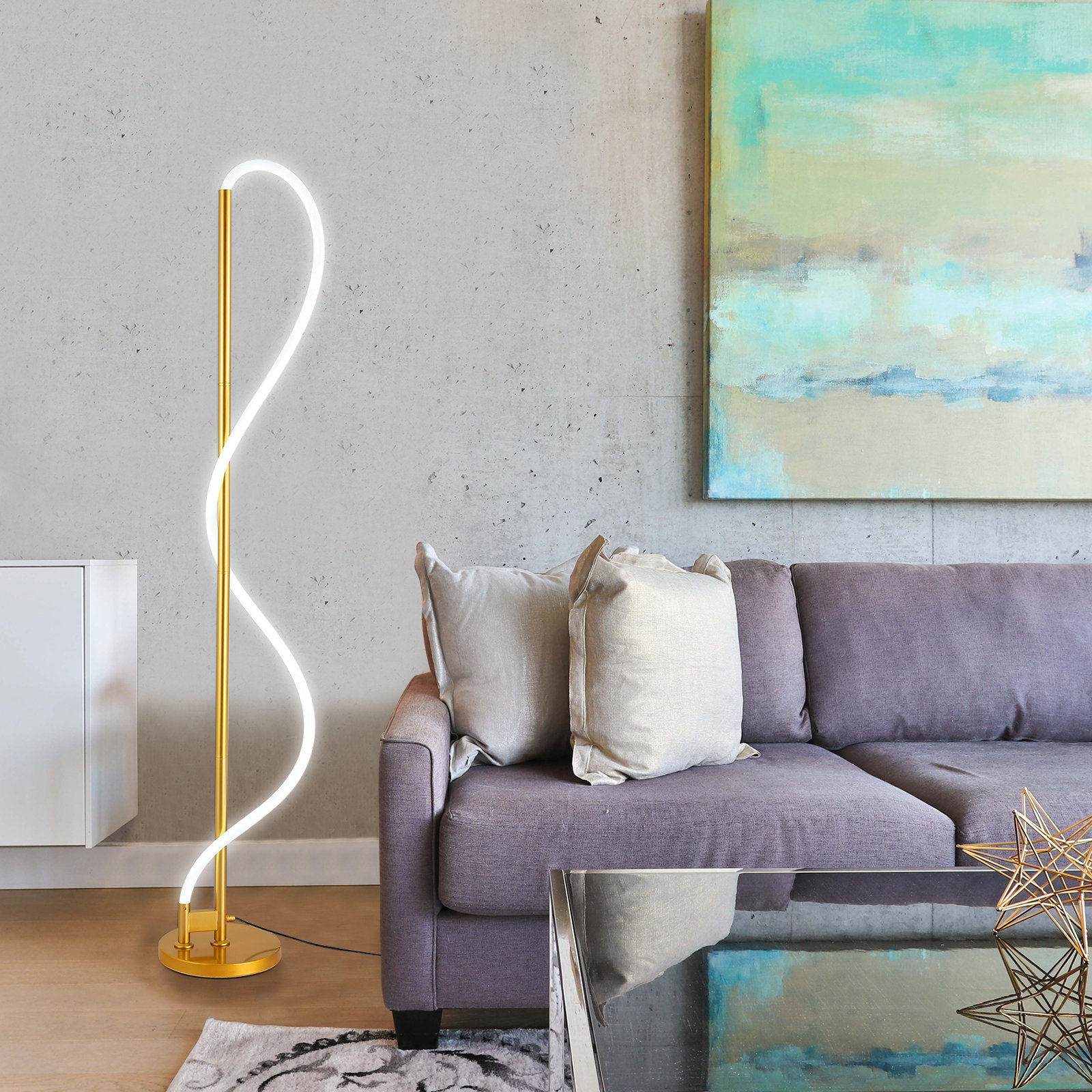 Mercer41 Rydal 59'' Gold Novelty Flexible LED Floor Lamp - Wayfair Canada