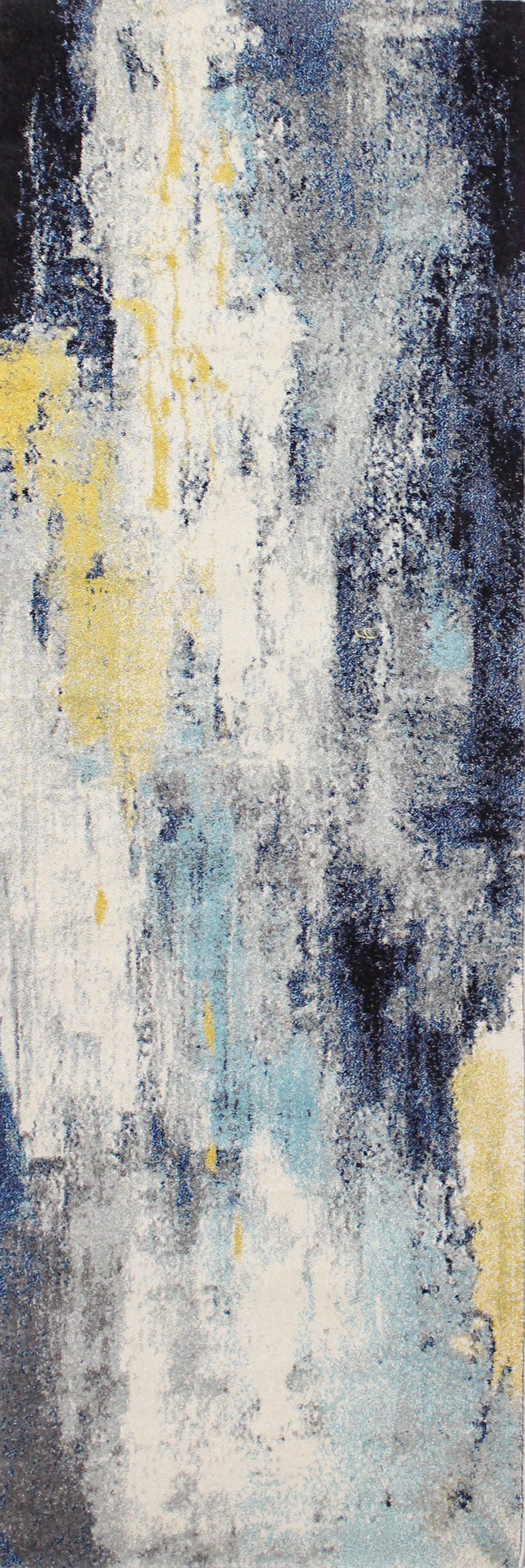 Mercury Row Cronus Abstract Machine Woven Grey/Blue/White Area Rug ...