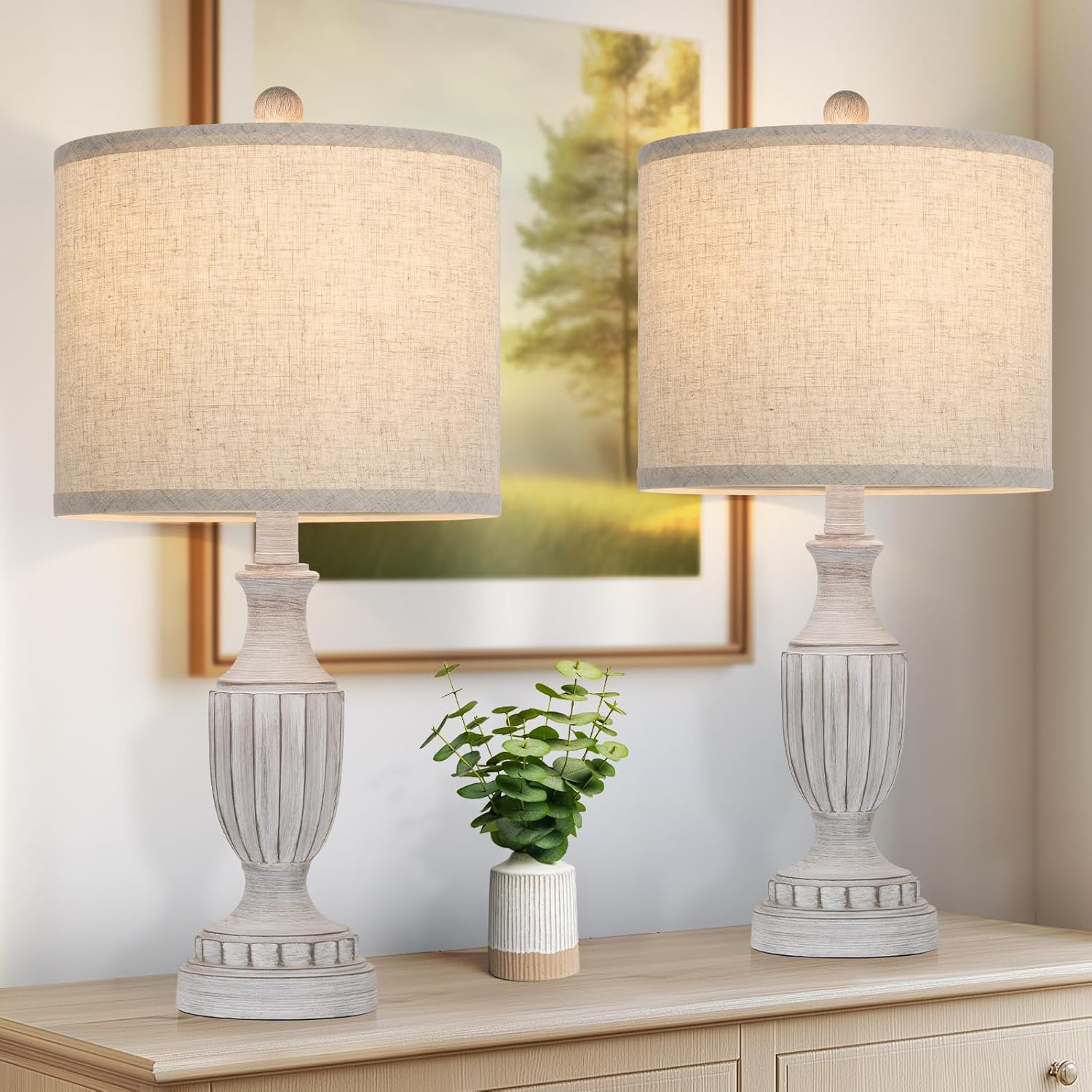 Ophelia & Co. Farmhouse Table Lamps Set Of 2, Vintage Rustic Bedside ...