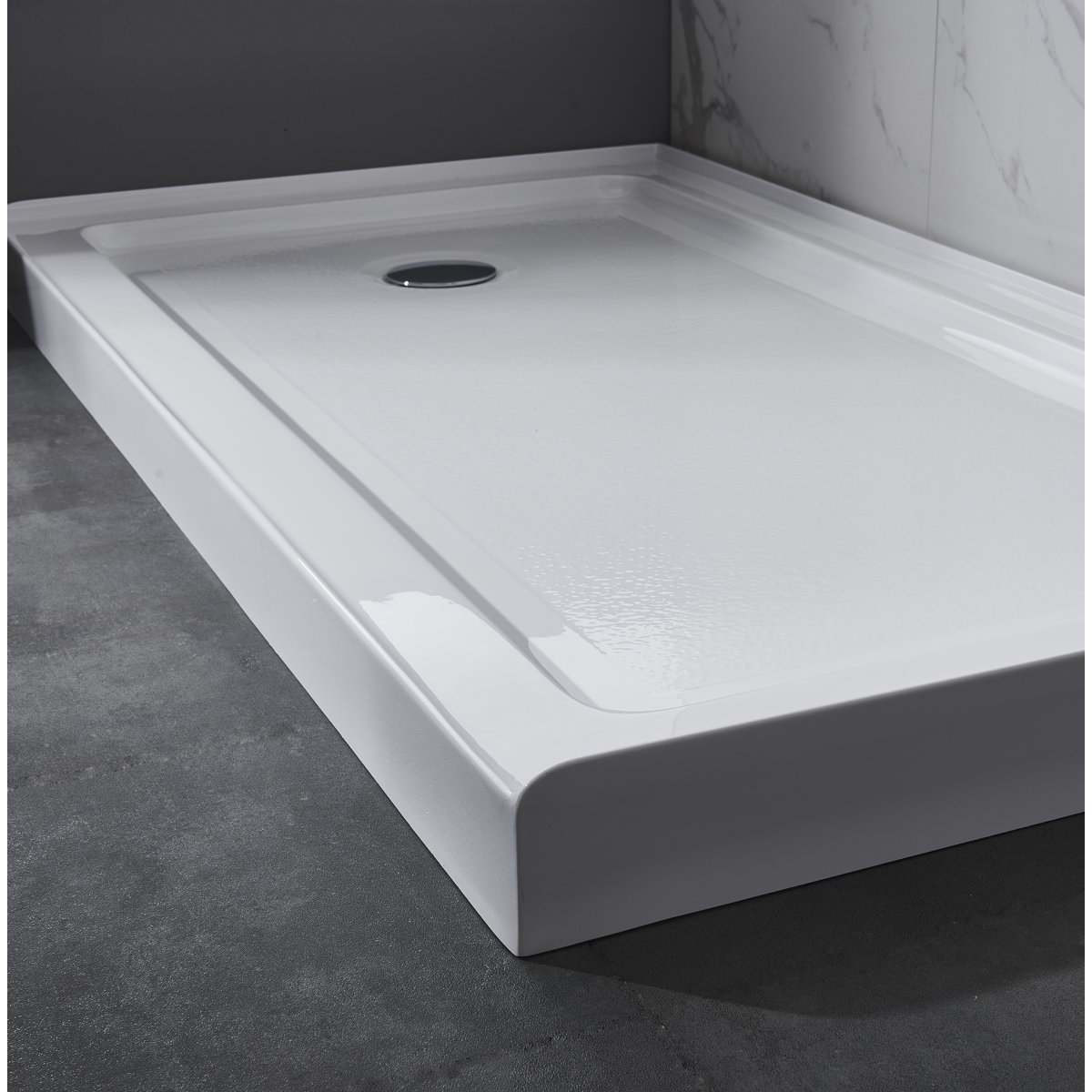 ANDVIN 60" X 32" Acrylic White Single-Threshold Shower Base by Left or ...