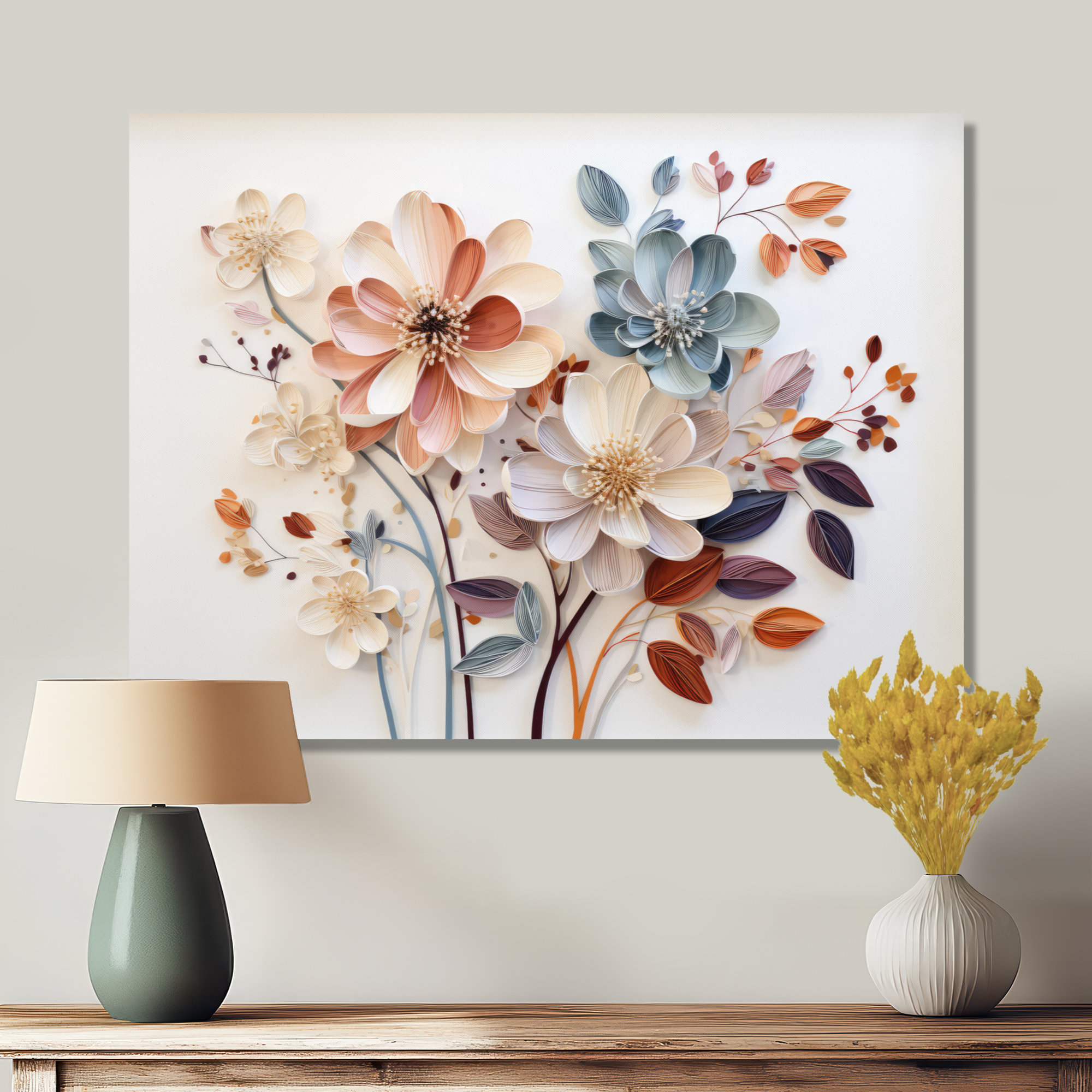 Red Barrel Studio® White Botanical Collage - Abstract Botanicals Canvas ...