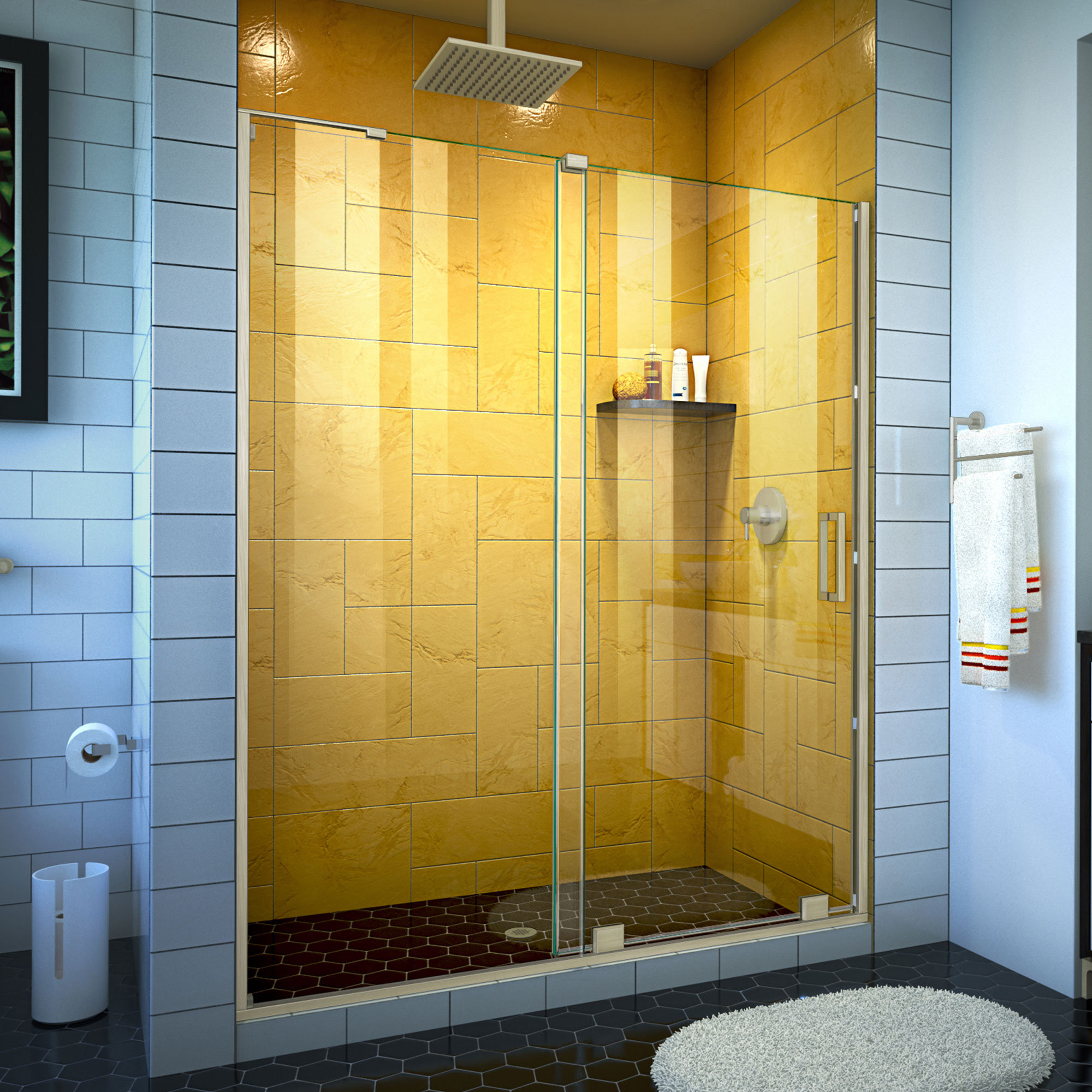 DreamLine Porte de douche coulissante simple sans cadre l 56 po x H 72 ...