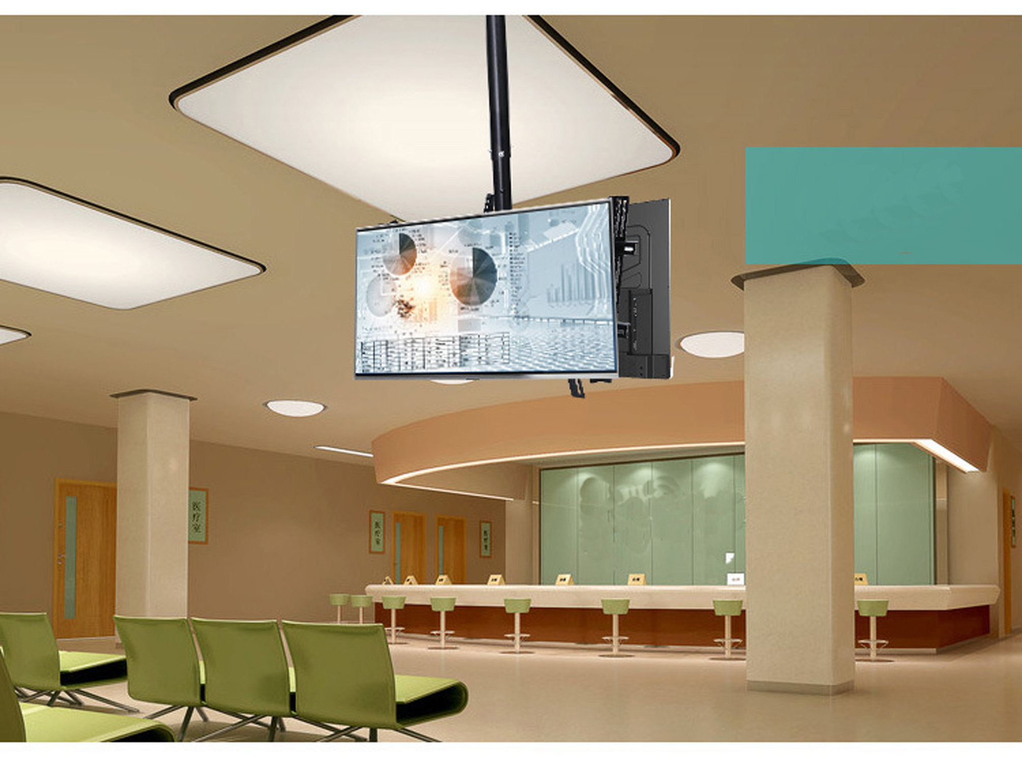 FixtureDisplays Black Tilt Multi Screen Ceiling Mount LCD Holds up to ...