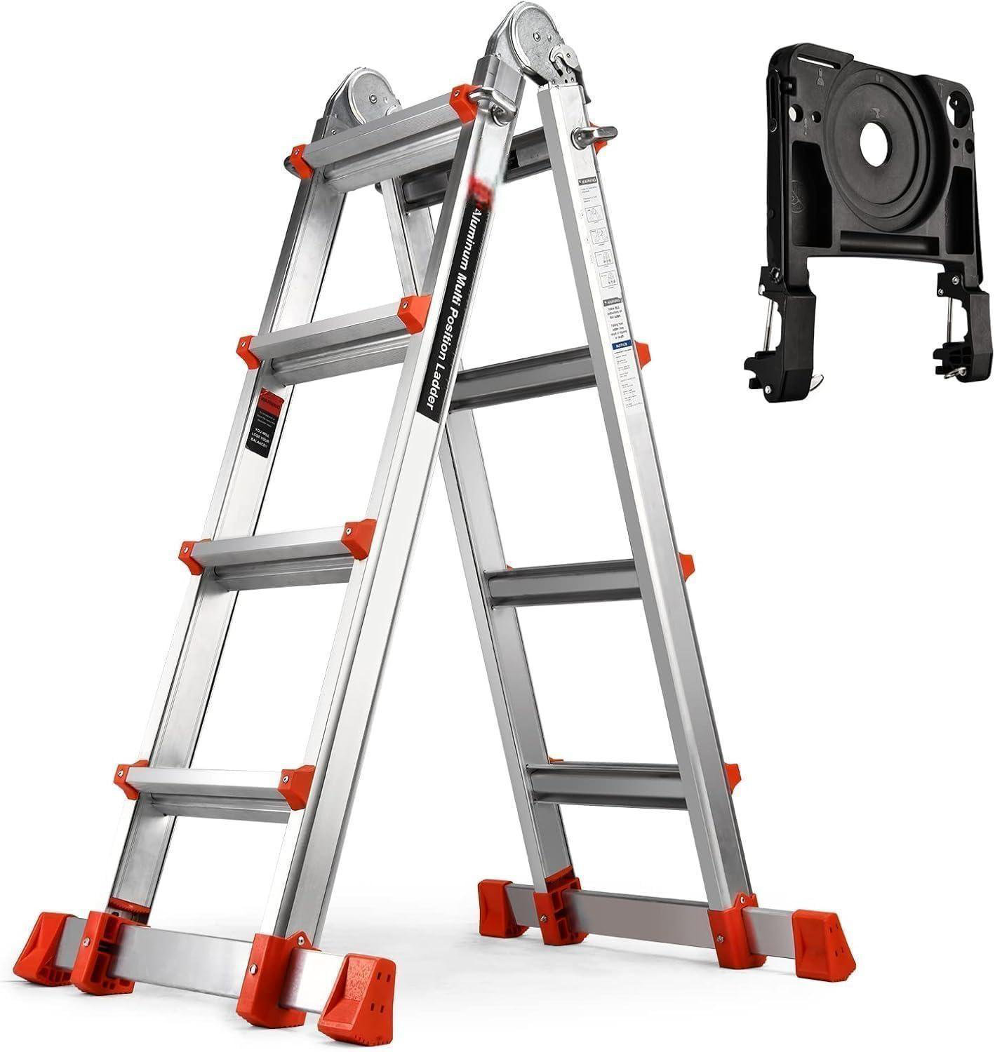 17 Stories Ladder, A Frame 4 Step Extension Ladder, 17 Ft With Multi ...