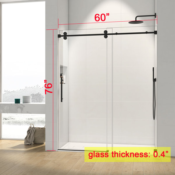 PENGFANG WORLDWIDE LLC 60” W x 76” H Sliding Frameless Shower Door ...