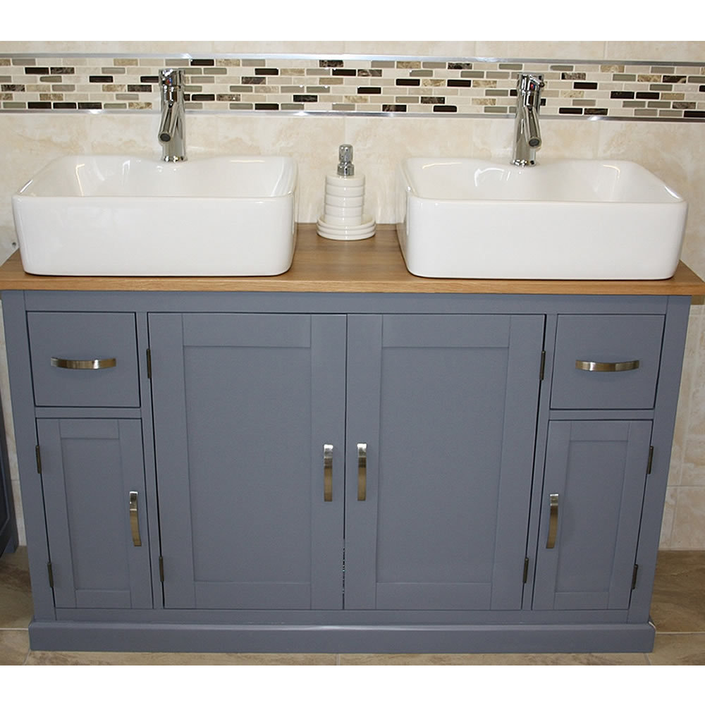August Grove Solid Beech Jerell 1230mm Free-standing Double Vanity ...