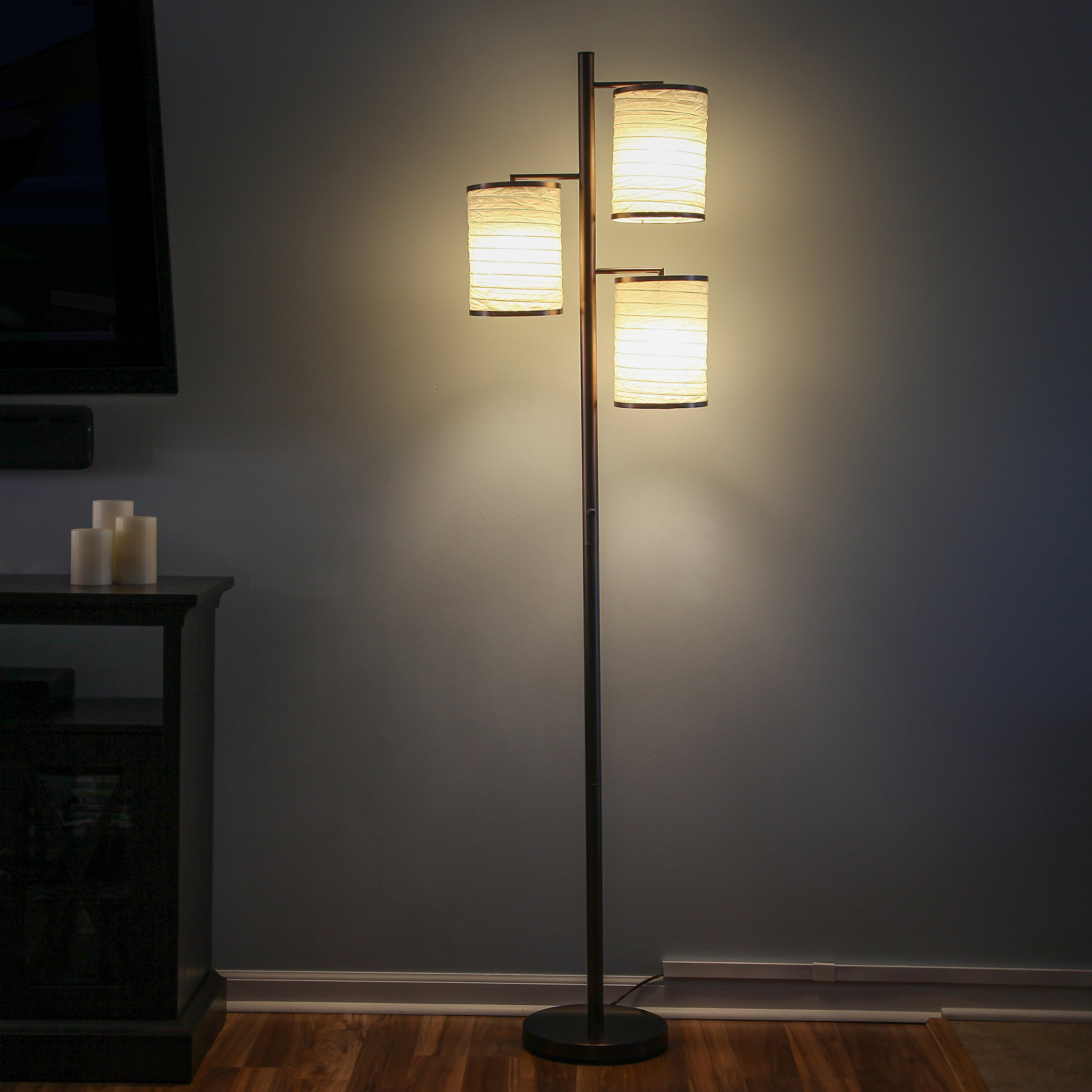 Brightech Liam 74 in. Mid-Century Modern 3-Light LED Floor Lamp with ...