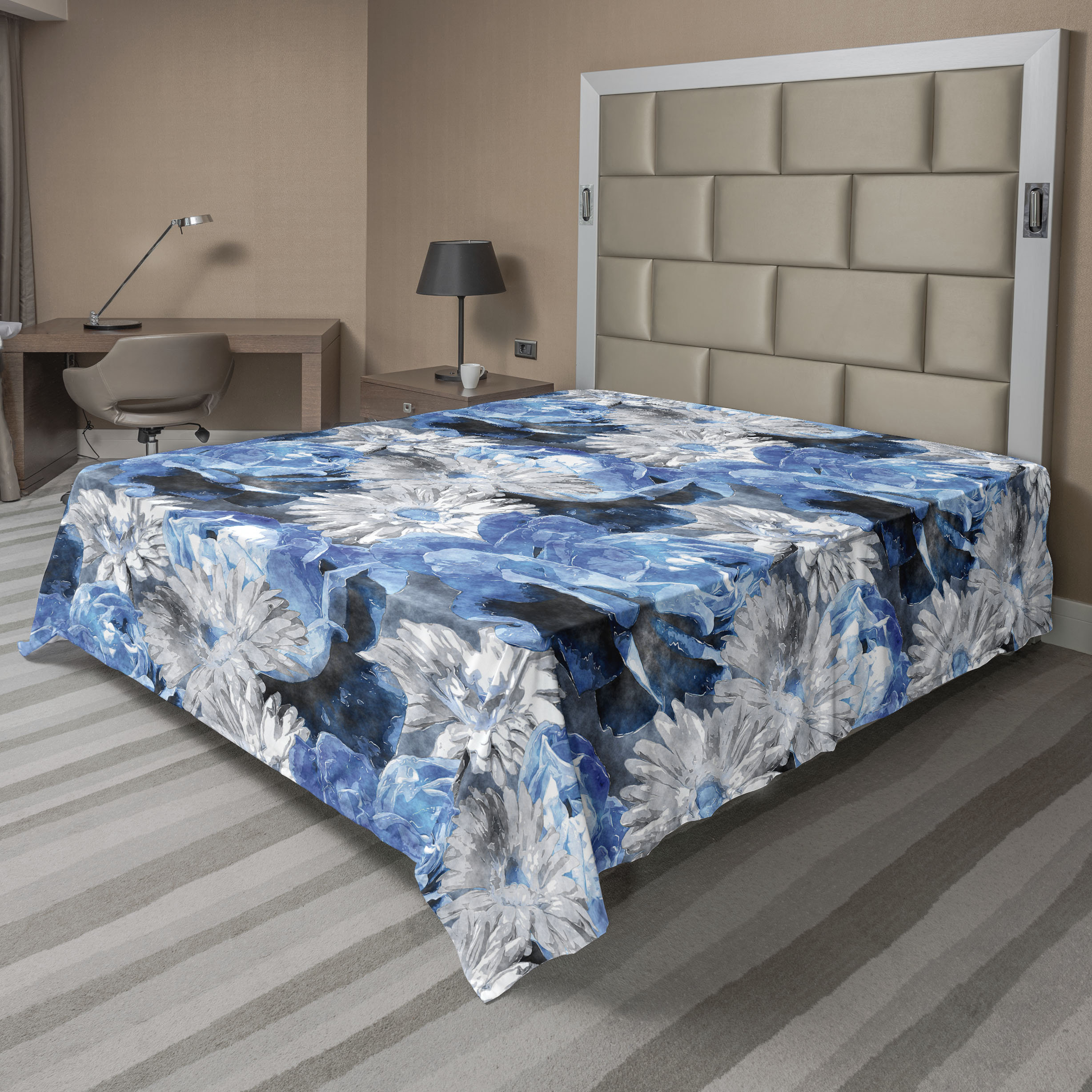Ambesonne Floral Design Flat Sheet Winter Colors Gerbera Pale Grey ...