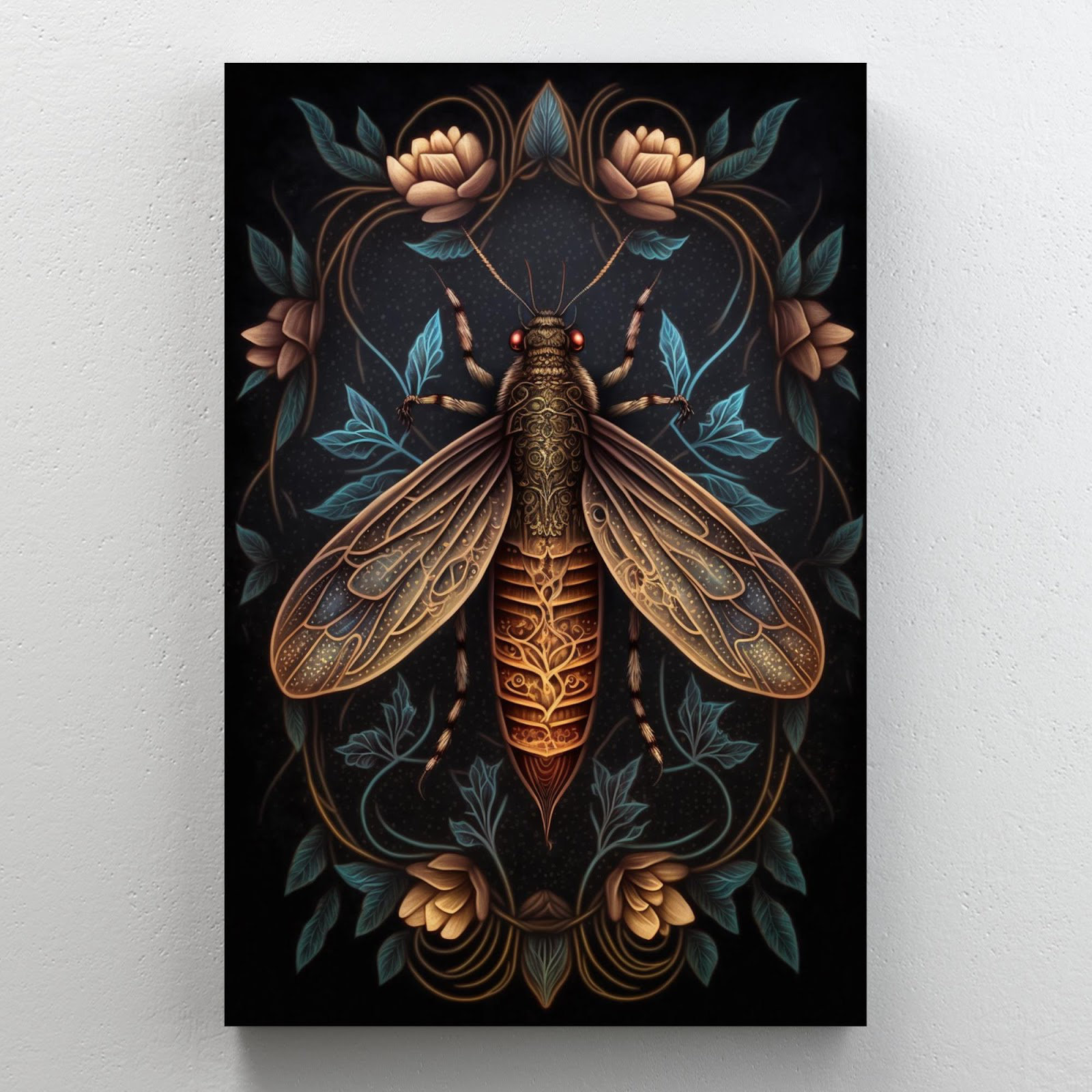 August Grove® Roses and Firefly - Wrapped Canvas Graphic Art | Wayfair