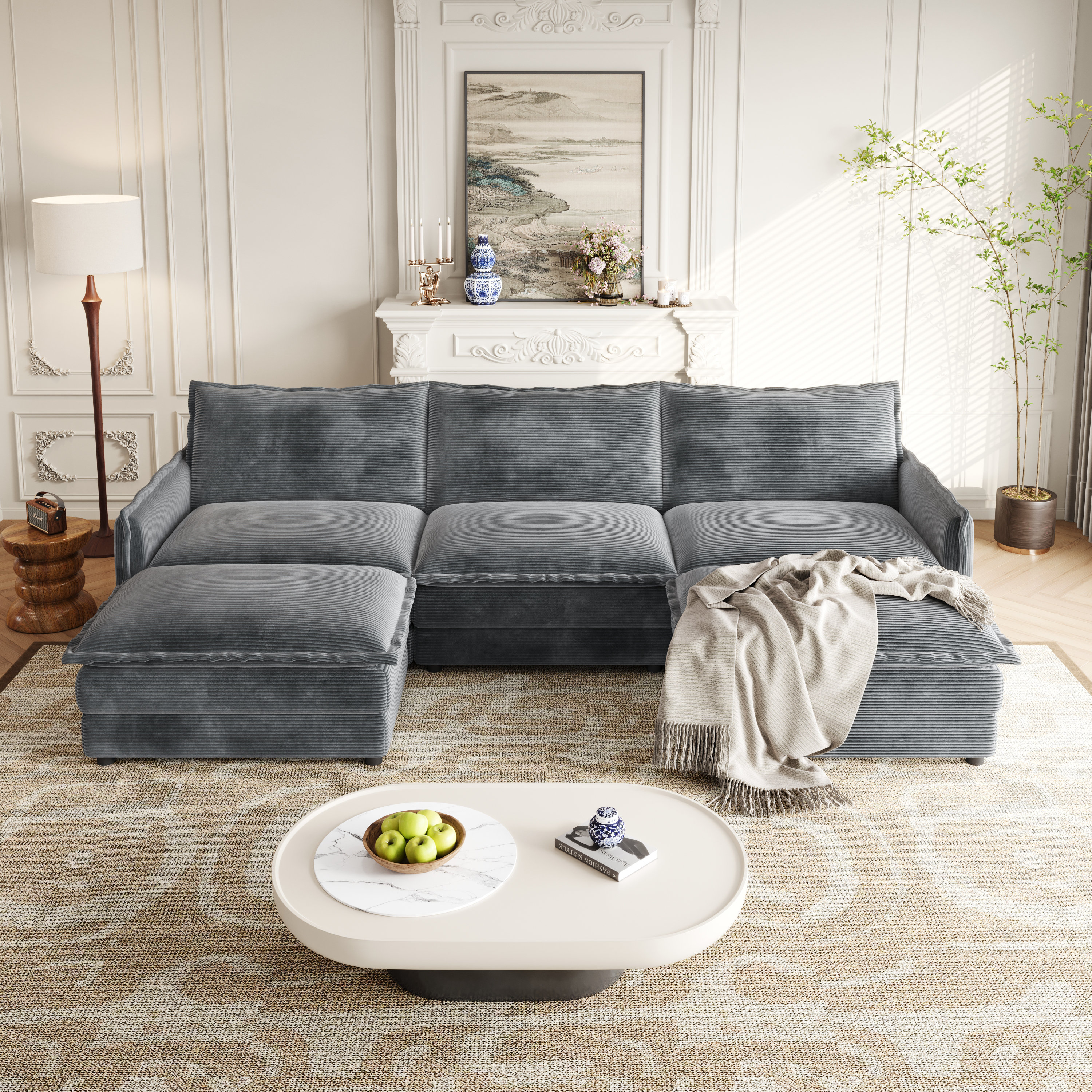 Latitude Run® Allan U-Shaped Sectional Sofa with Movable Ottomans | Wayfair