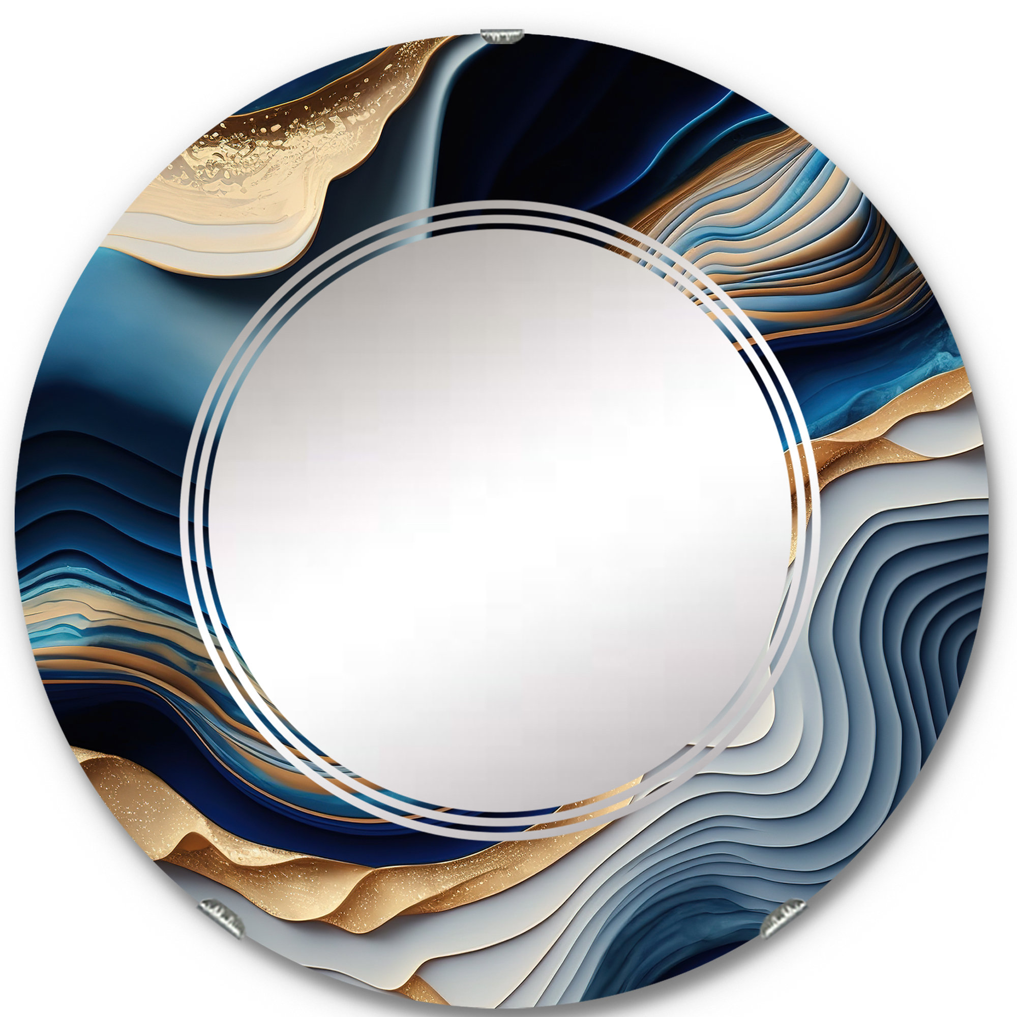 East Urban Home Prudance Vibrant Blue And Gold Flow Art II - Abstract ...