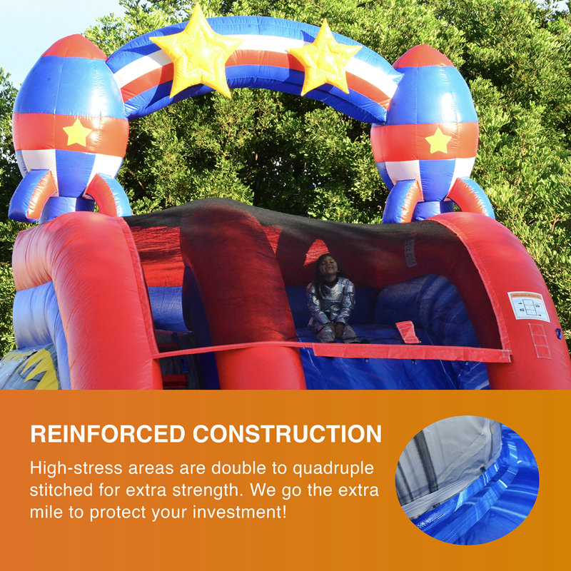 JumpOrange 24 FT Rocket Double Drop Water Slide with Detachable Deep ...