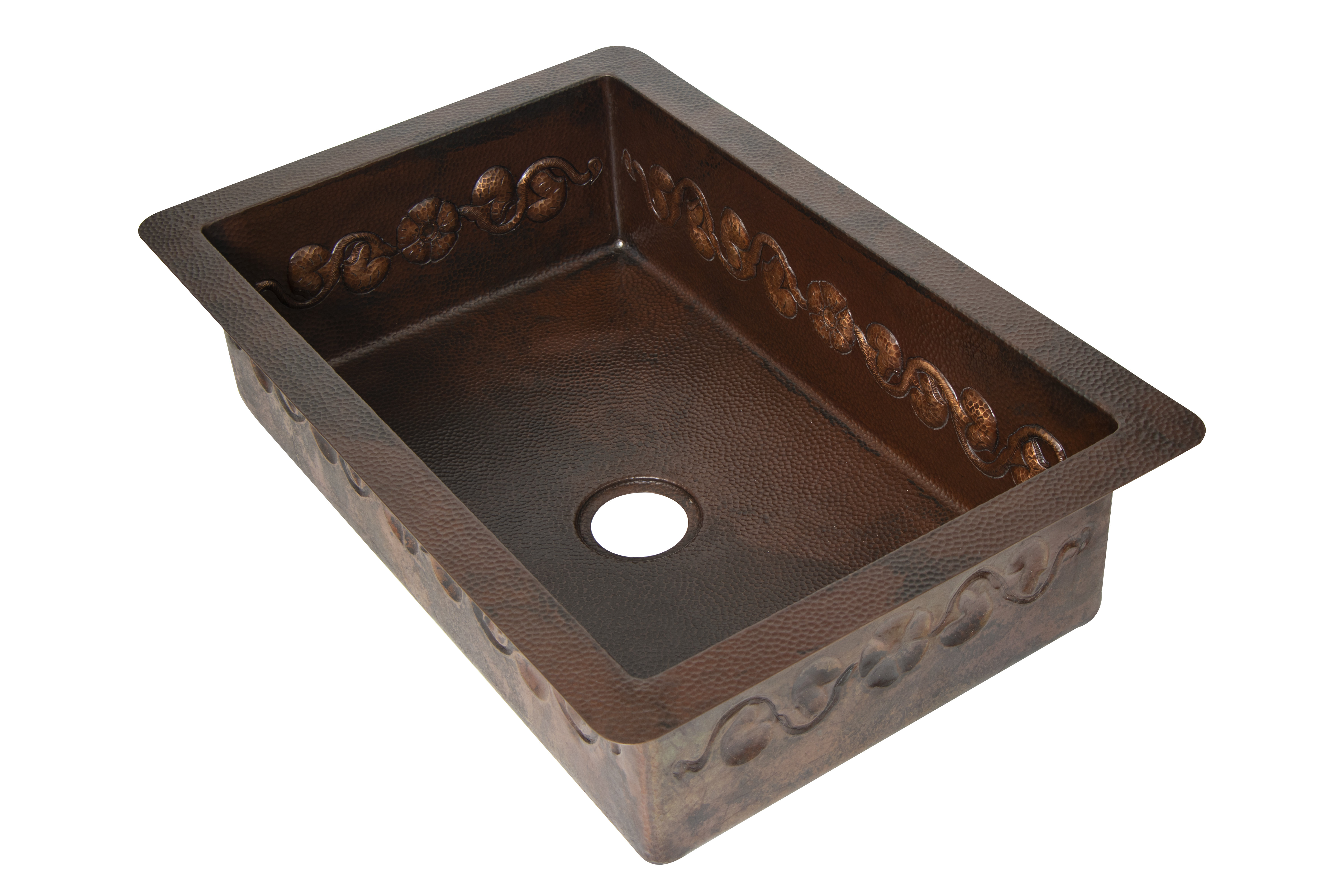 Ambiente Mexican Copper Crafts 33x22" Rectangular Single Bowl Copper ...
