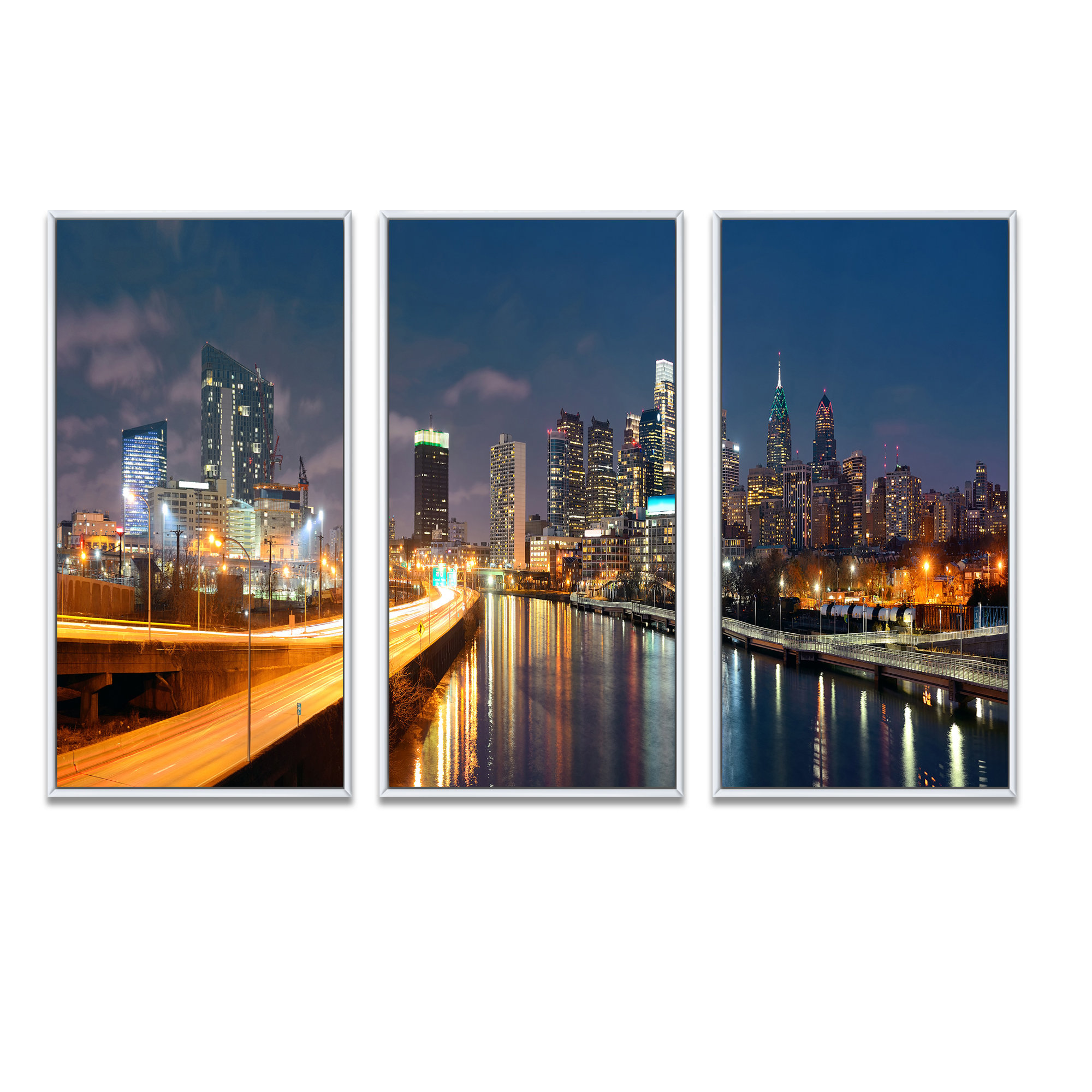 Ebern Designs Philadelphia Skyline At Night - Cityscape Framed Canvas ...