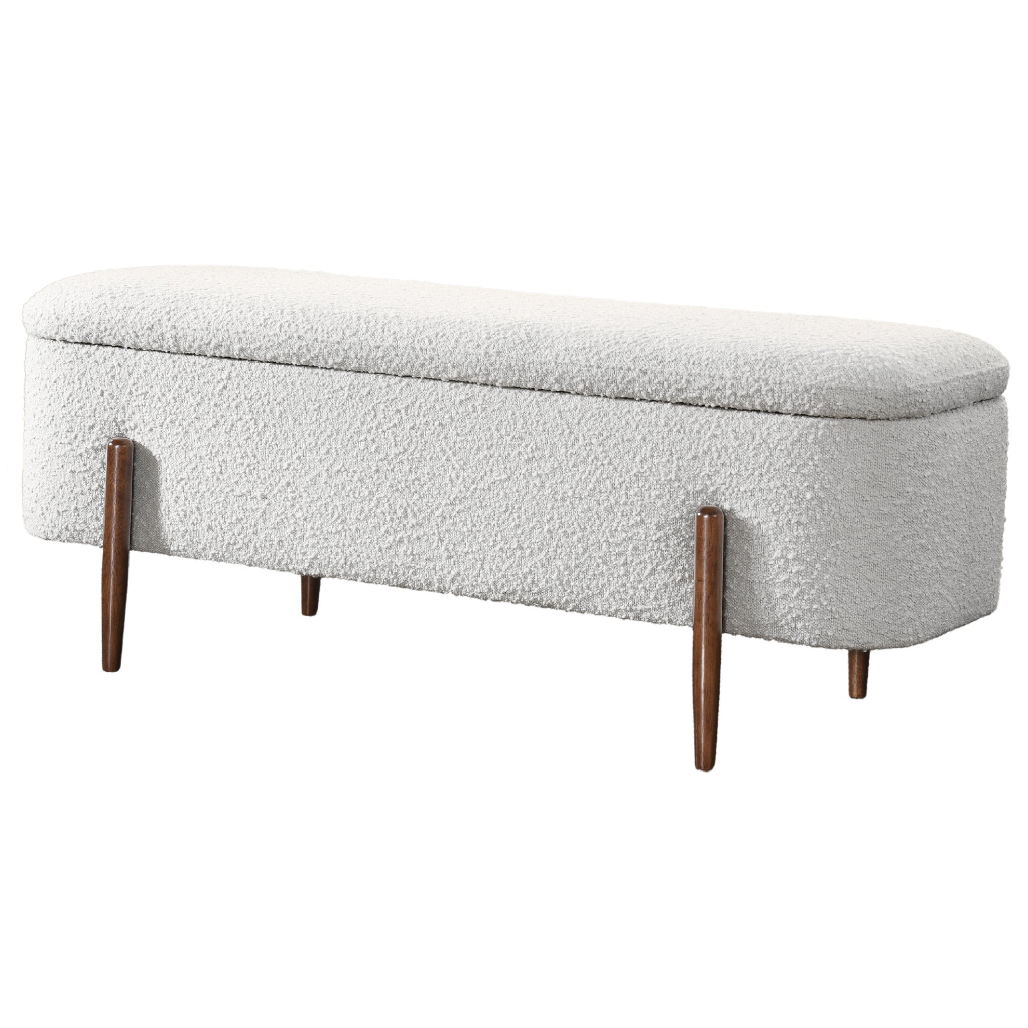 Corrigan Studio® Sarna Ivory Boucle Storage Bench | Wayfair
