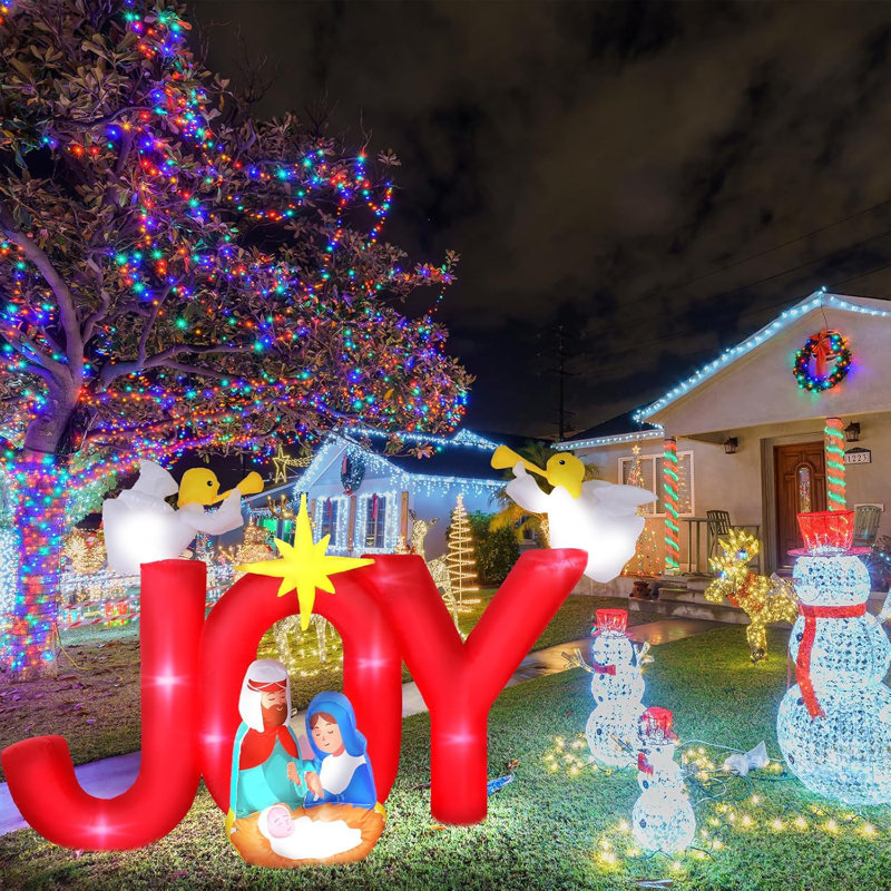 The Holiday Aisle® 8 Ft Christmas Inflatables Joy Nativity Decoration ...