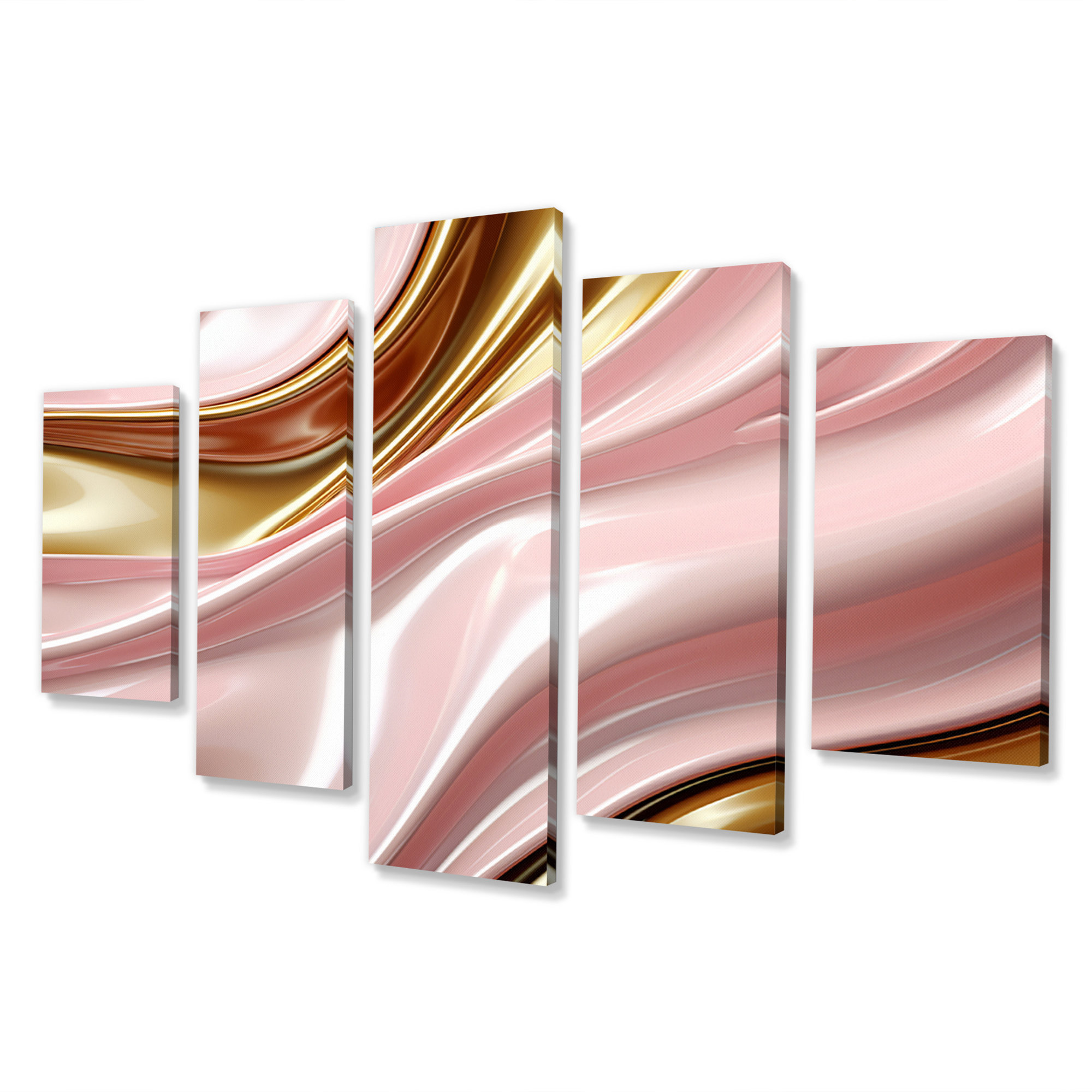 Ivy Bronx Pink And Gold Liquid Glam Wave II - Abstract Shapes Wall ...