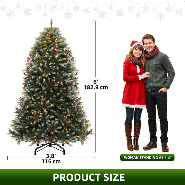 The Holiday Aisle® Arbre de Noël artificiel vert givré pré-éclairé ...