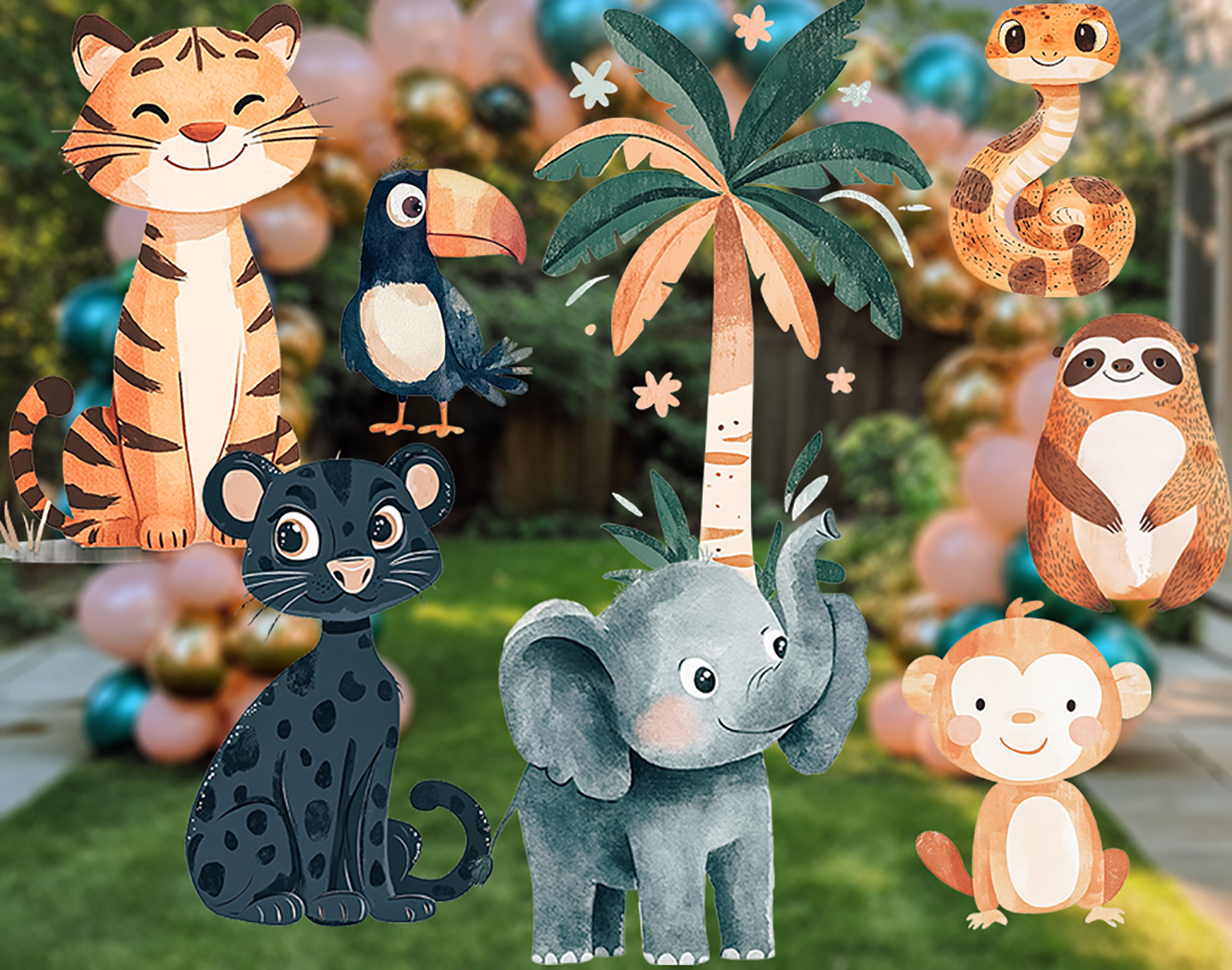 UniQstiQ Safari Animals Props, Jungle Animals Cutout, Wild One Birthday ...