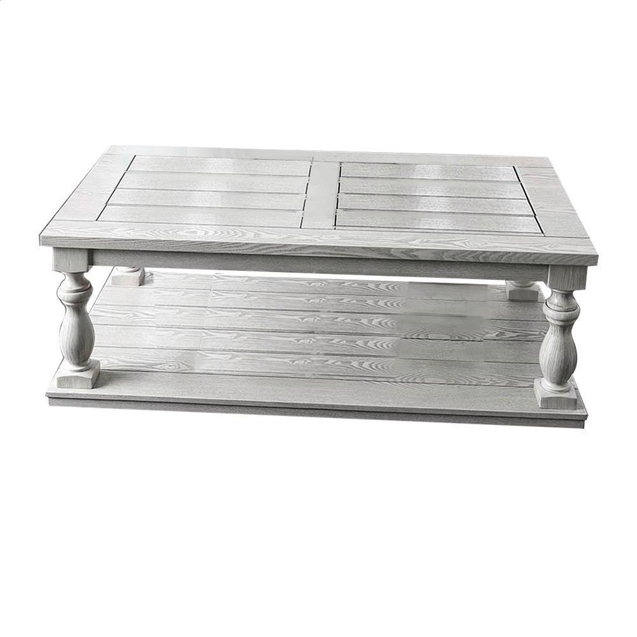 Latitude Run® Rustic Style Antique White 1pc COFFEE TABLE Open Bottom ...