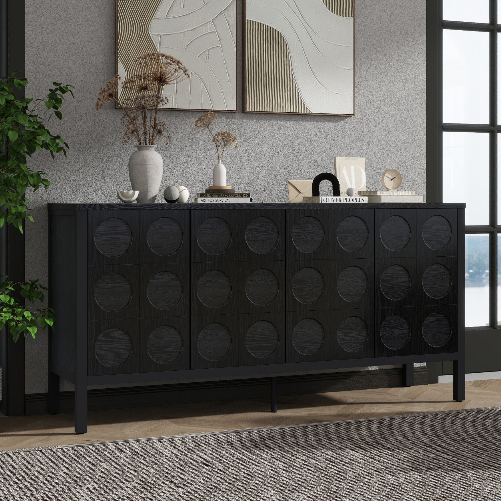 Latitude Run® Stylish storage cabinet sideboard with unique geometric ...