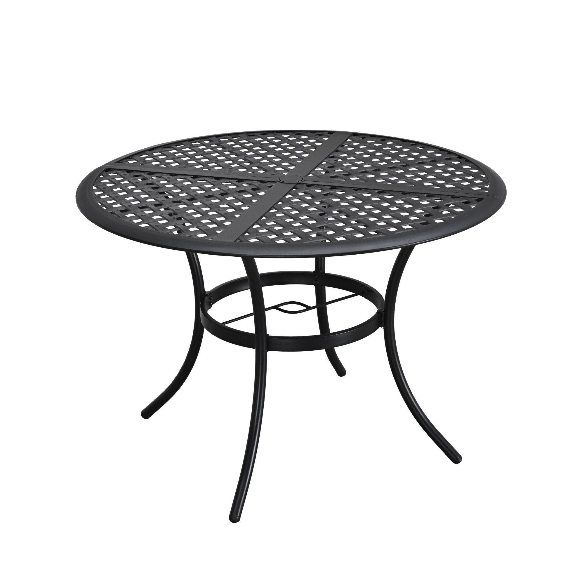 Red Barrel Studio® 42.1" Round Metal Outdoor Patio Dining Table with ...
