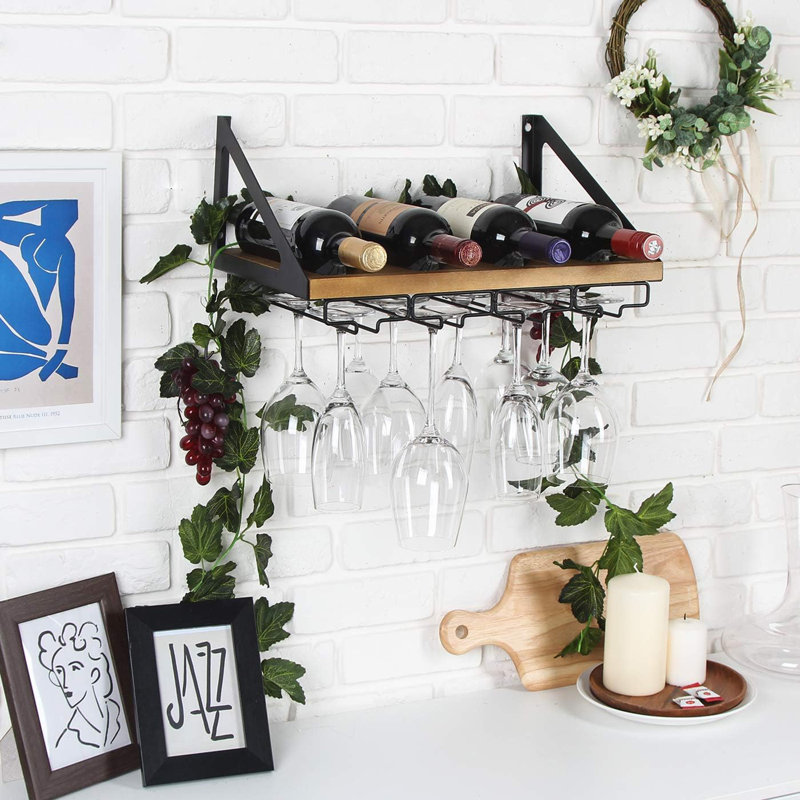 Ophelia & Co. Design Rustic Wood Wall Mount Wine Rack | Wayfair