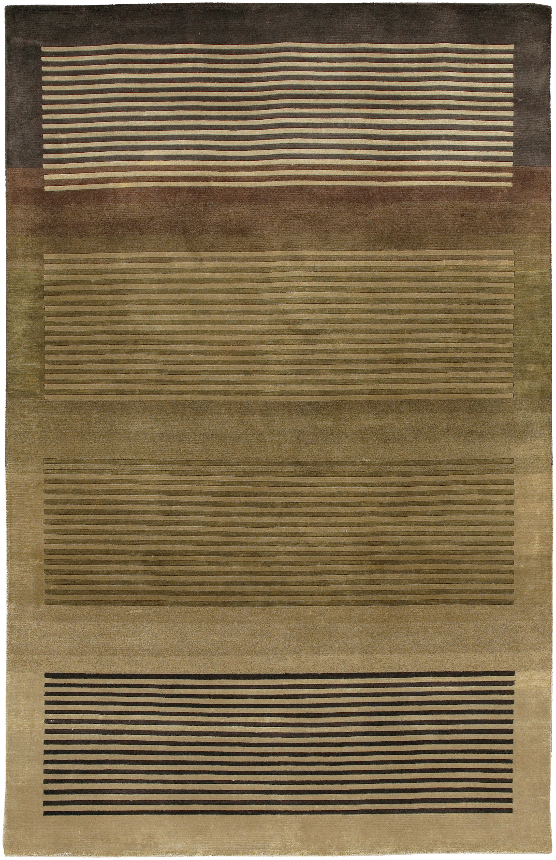 Fleur De Lis Living Caines Authentic Hand-Knotted Wool, Linear Modern ...