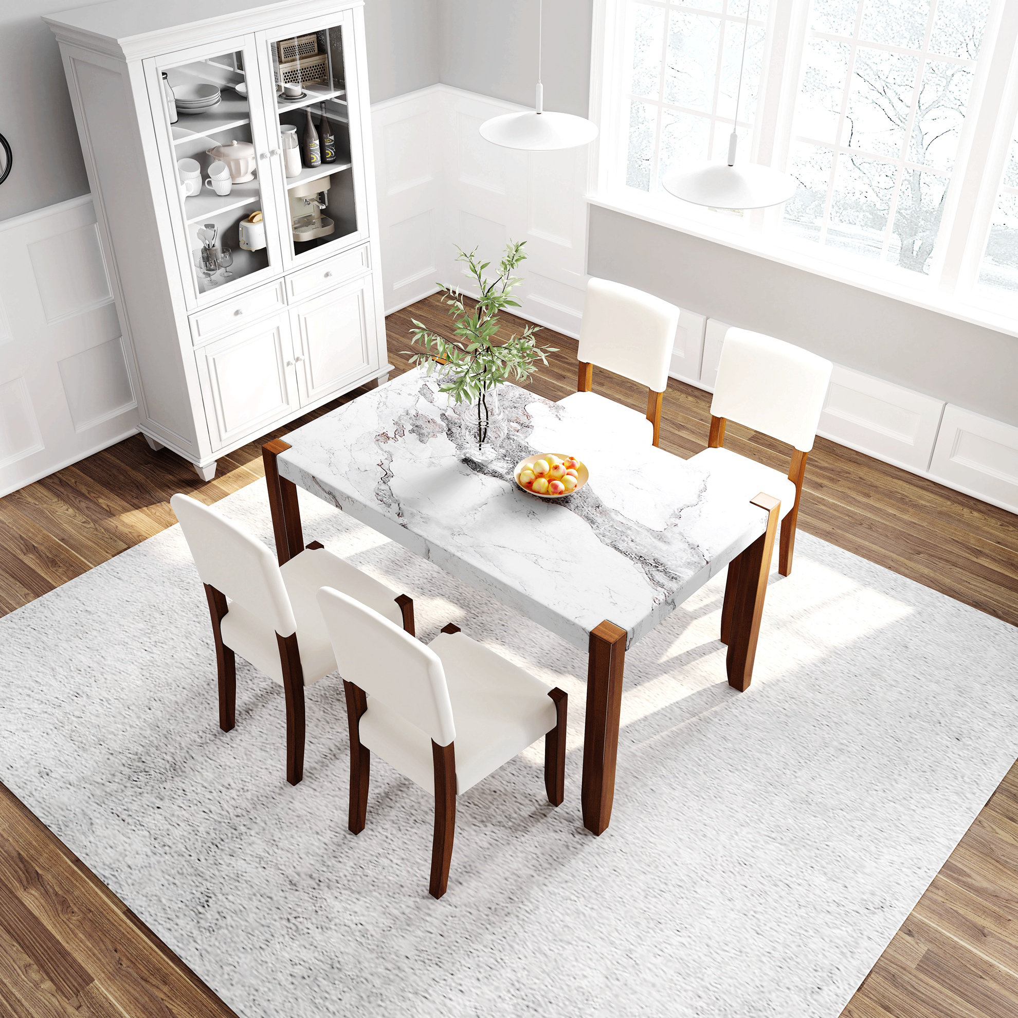Hokku Designs 5-Piece Modern Dining Furniture Set, 4-Person Space ...