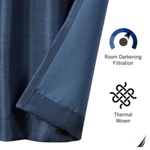 Nautica Synthetic Solid Color Blackout Thermal Back Tab/Rod Pocket ...