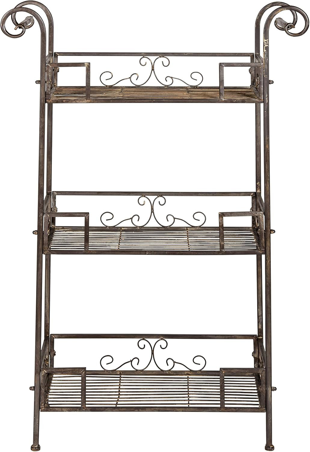 Bloomsbury Market Rustic Iron 3-Tier Outdoor Shelf With Antique White ...