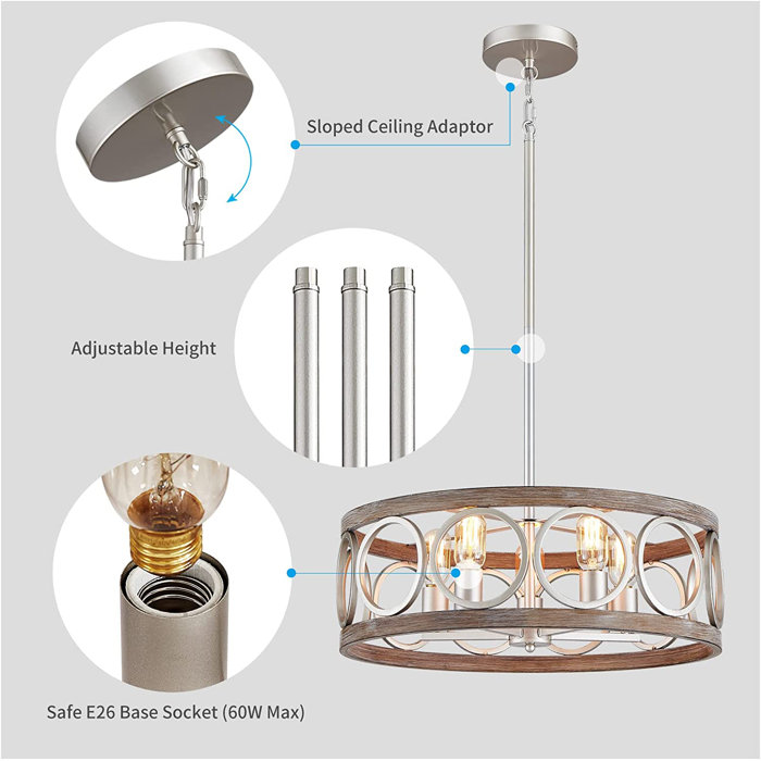 Williston Forge Danilynn 5 - Light Dimmable Drum Chandelier & Reviews ...