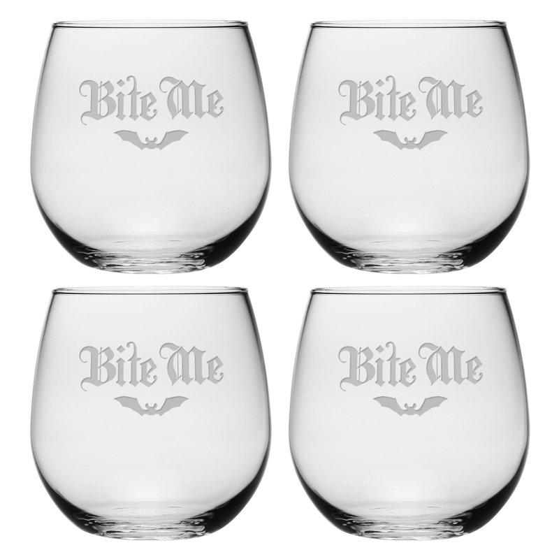 Susquehanna Glass Bite Me 4 Piece 17 oz. Stemless Wine Glass & Reviews ...