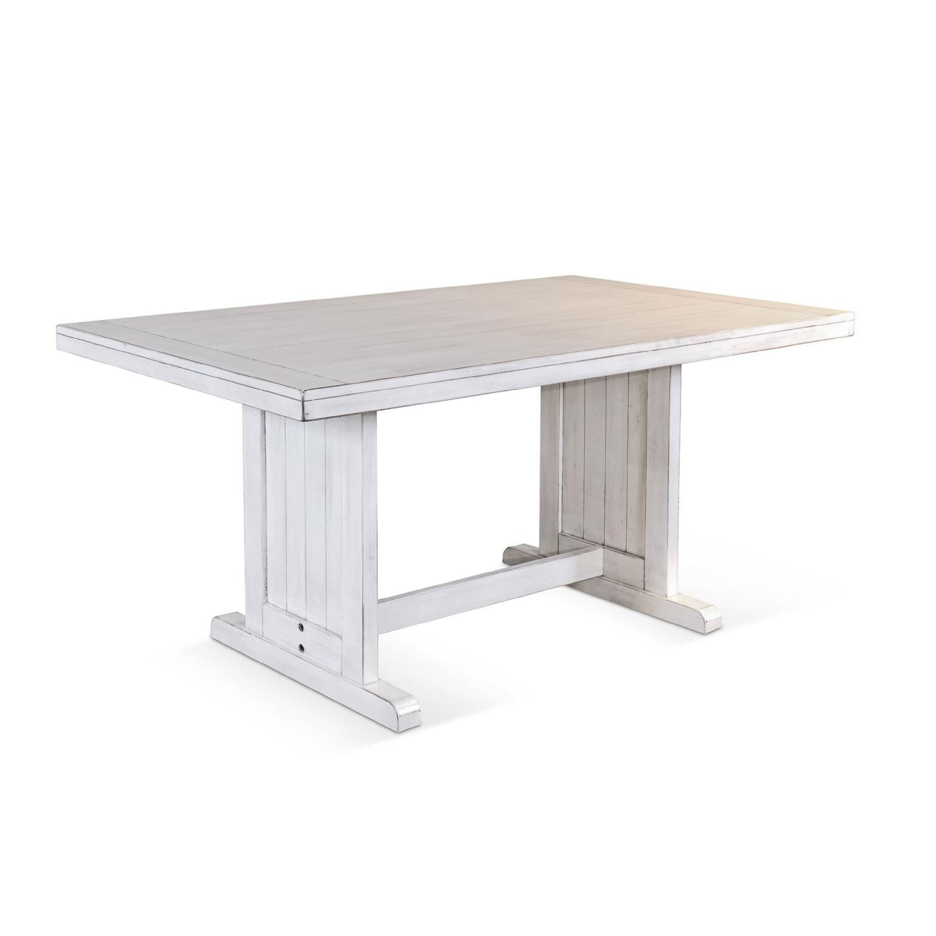 Benjara Sime Dining Table, 60 Inch Rectangular Plank Top, Off White ...