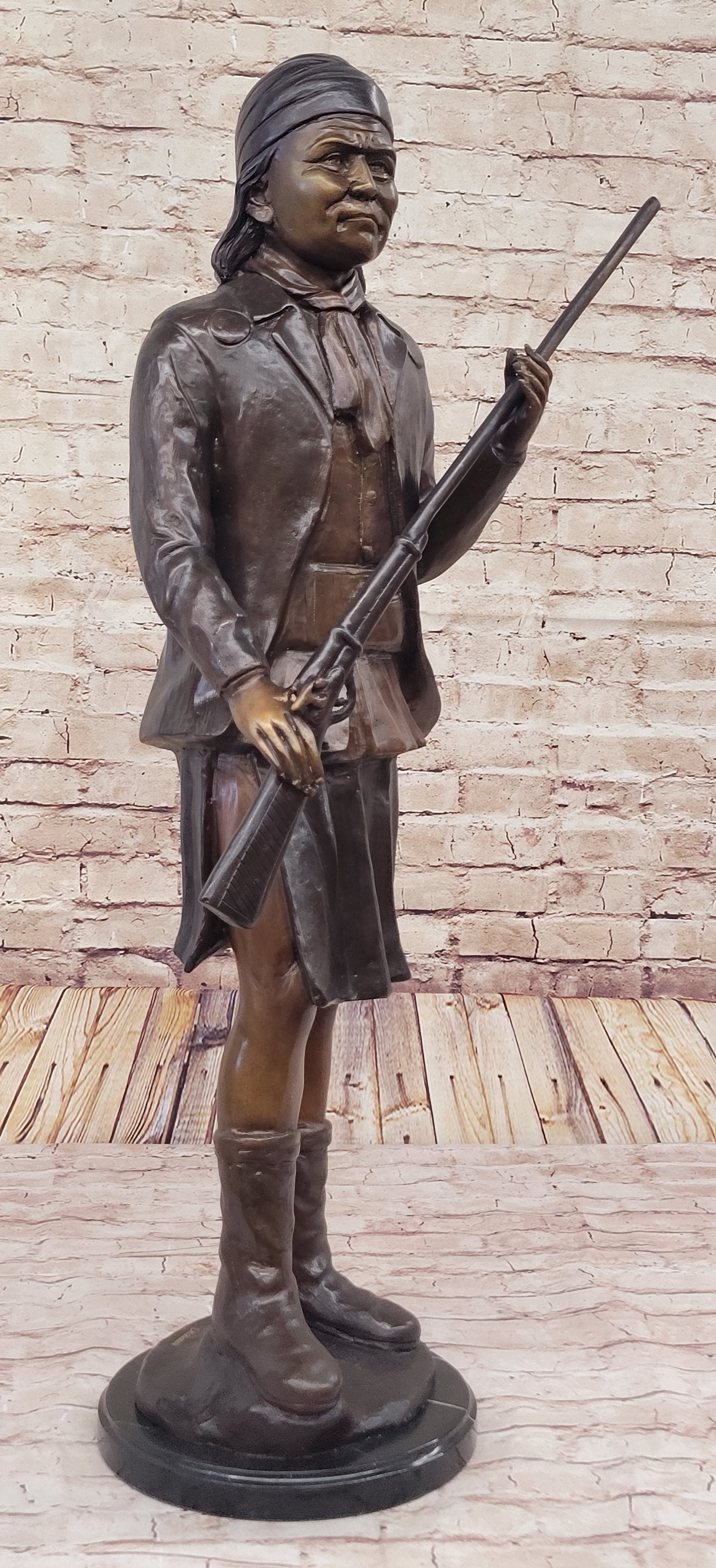 Canora Grey Taynia Hand Made Geronimo With Rifle by C.M Russell Bronze ...