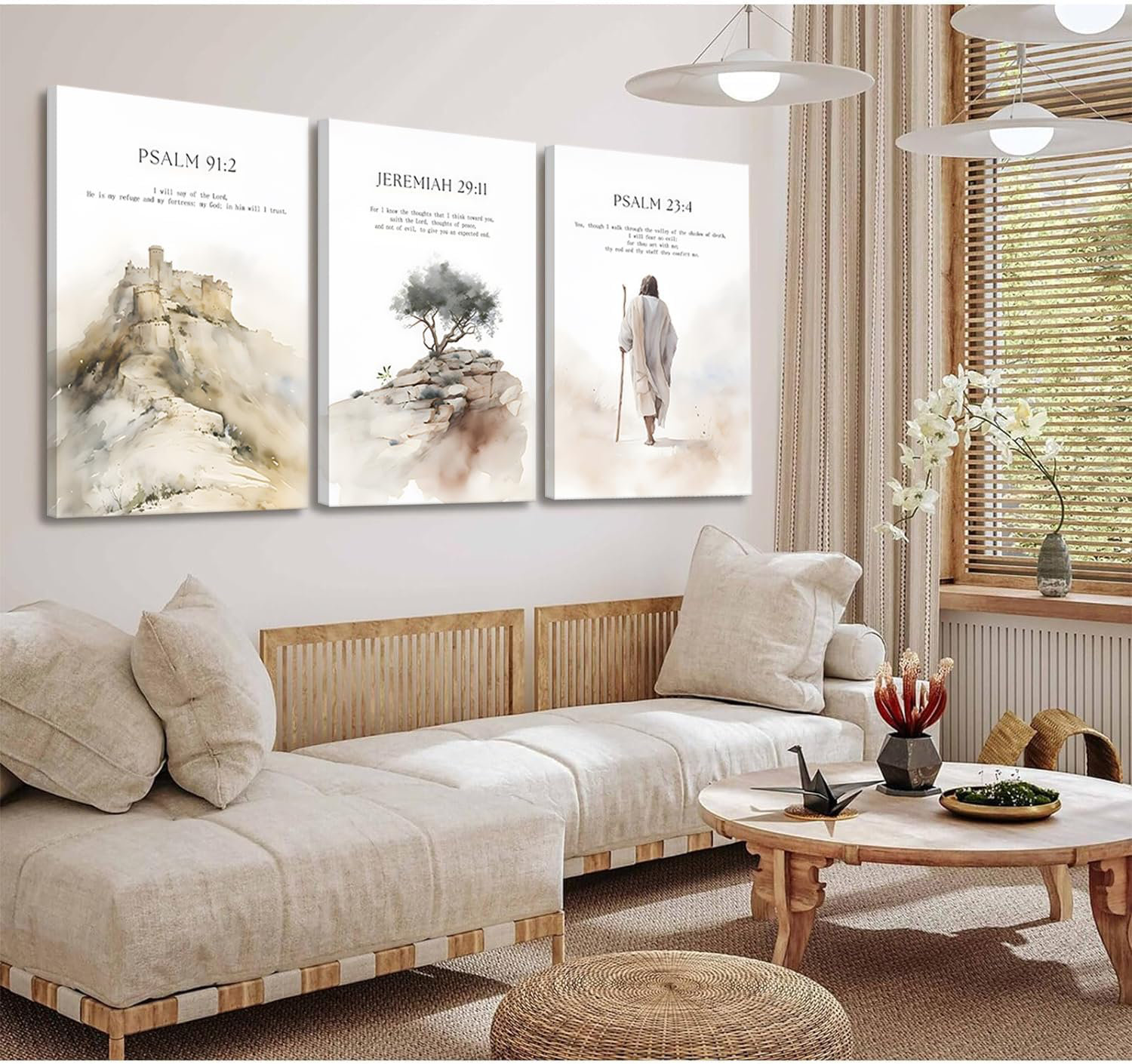 Red Barrel Studio 3Pcs Framed Jesus Wall Art Christian Bible Verse ...