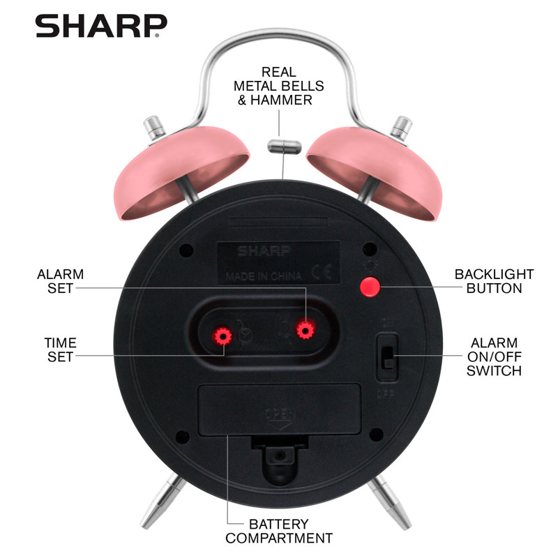 Sharp Twin Bell Quartz Analog Alarm Clock | Wayfair