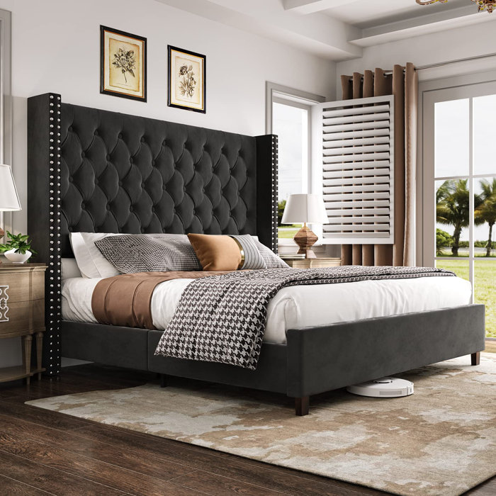 Willa Arlo Interiors Duluth Upholstered Wingback Bed & Reviews | Wayfair