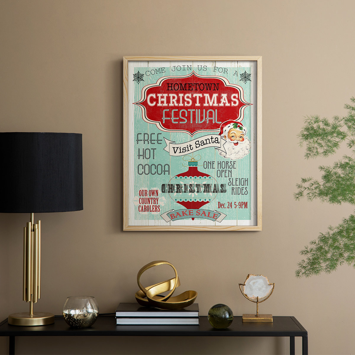 The Holiday Aisle® Bright Christmas Festival Framed Print - Solid Wood ...