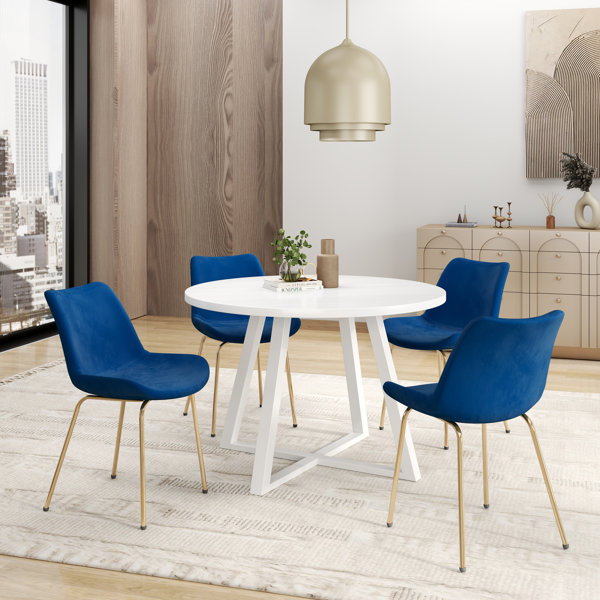 Mercer41 Roundhill Flinchum 5-Piece Round Dining Set, Trestle Dining ...